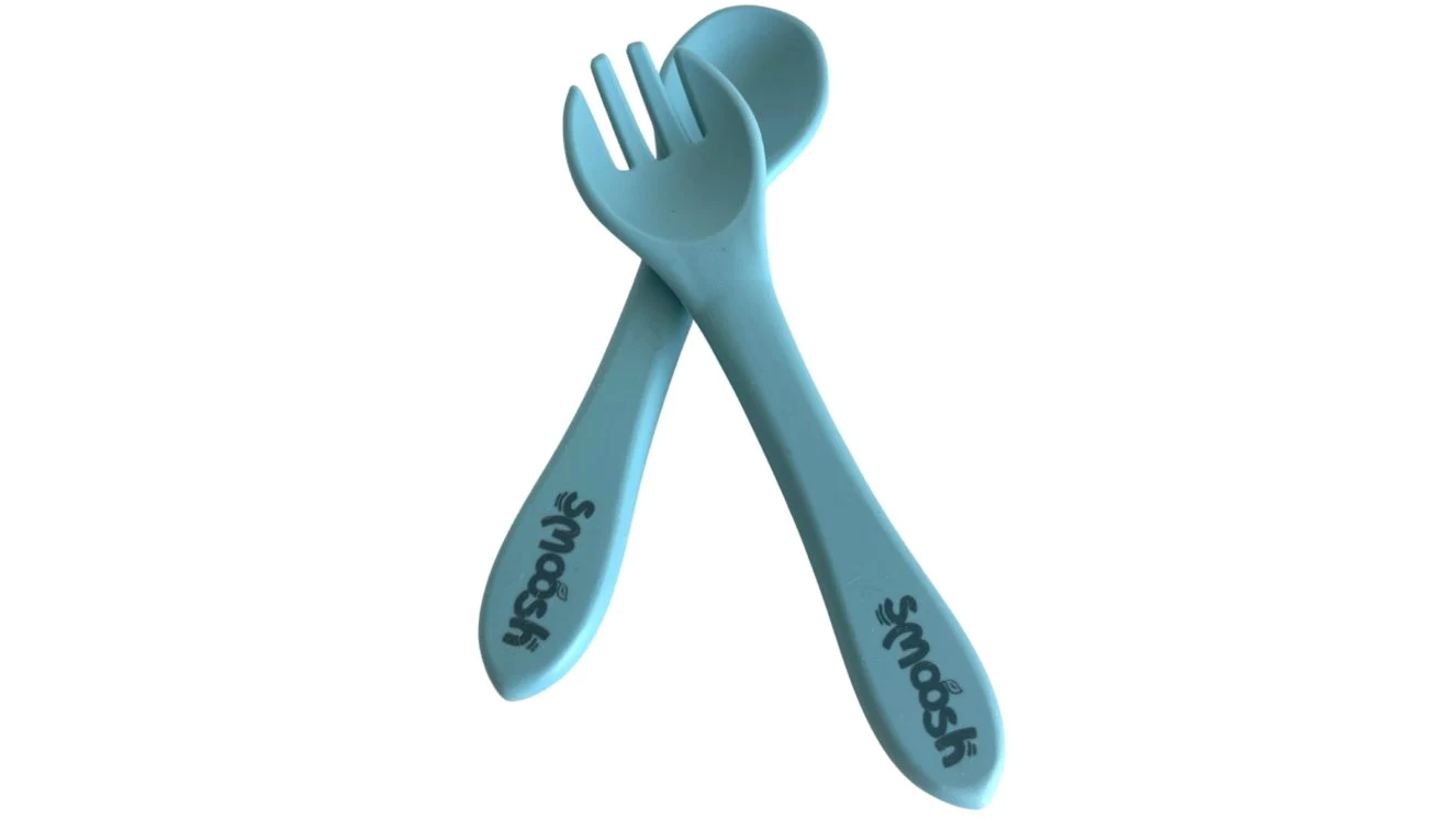 Smoosh Baby Fork and Spoon Set - Teal | Harvey Norman