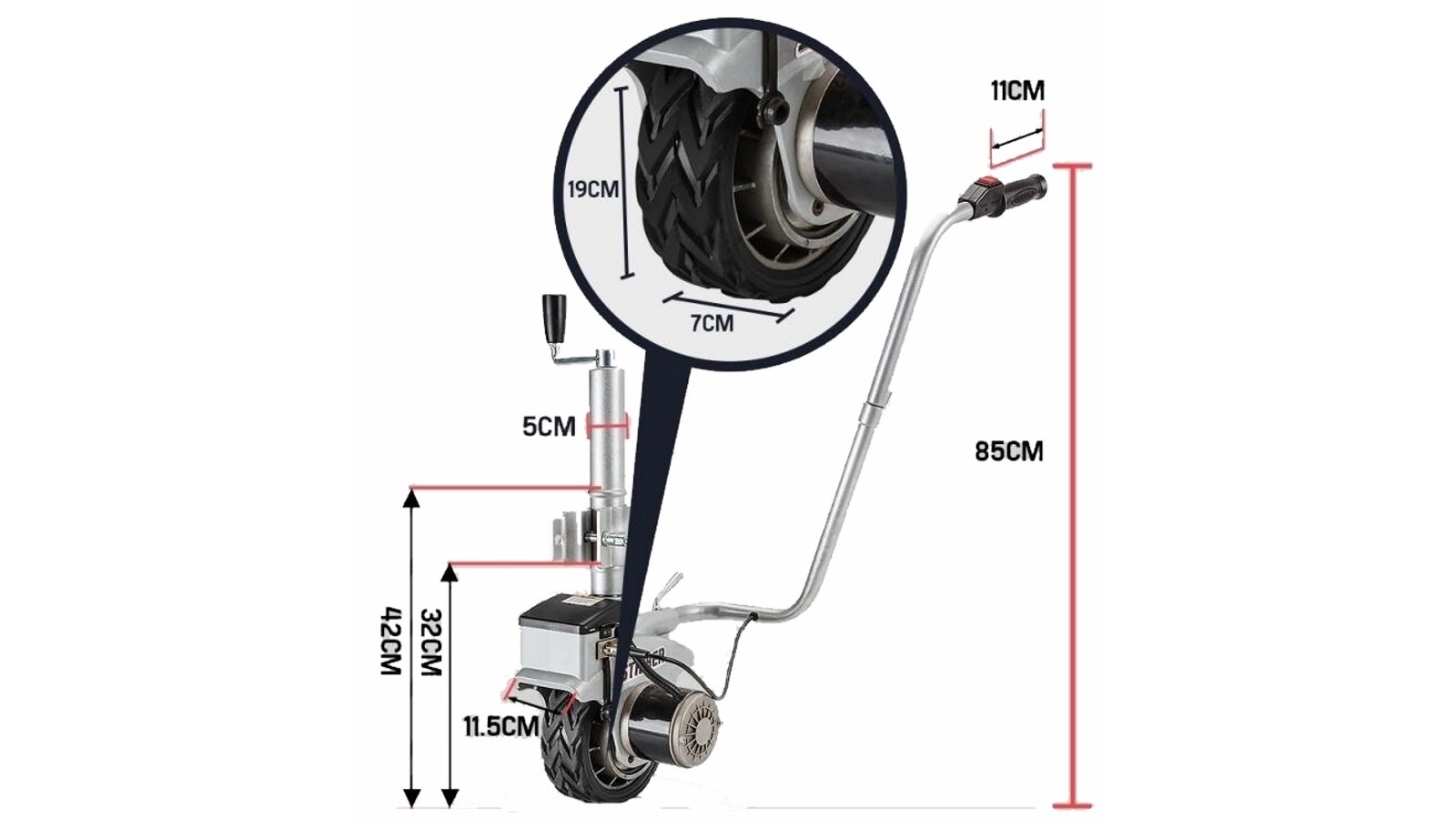 T-REX Striker Caravan Trailer 12V 350W Electric Motorised Jockey Wheel ...