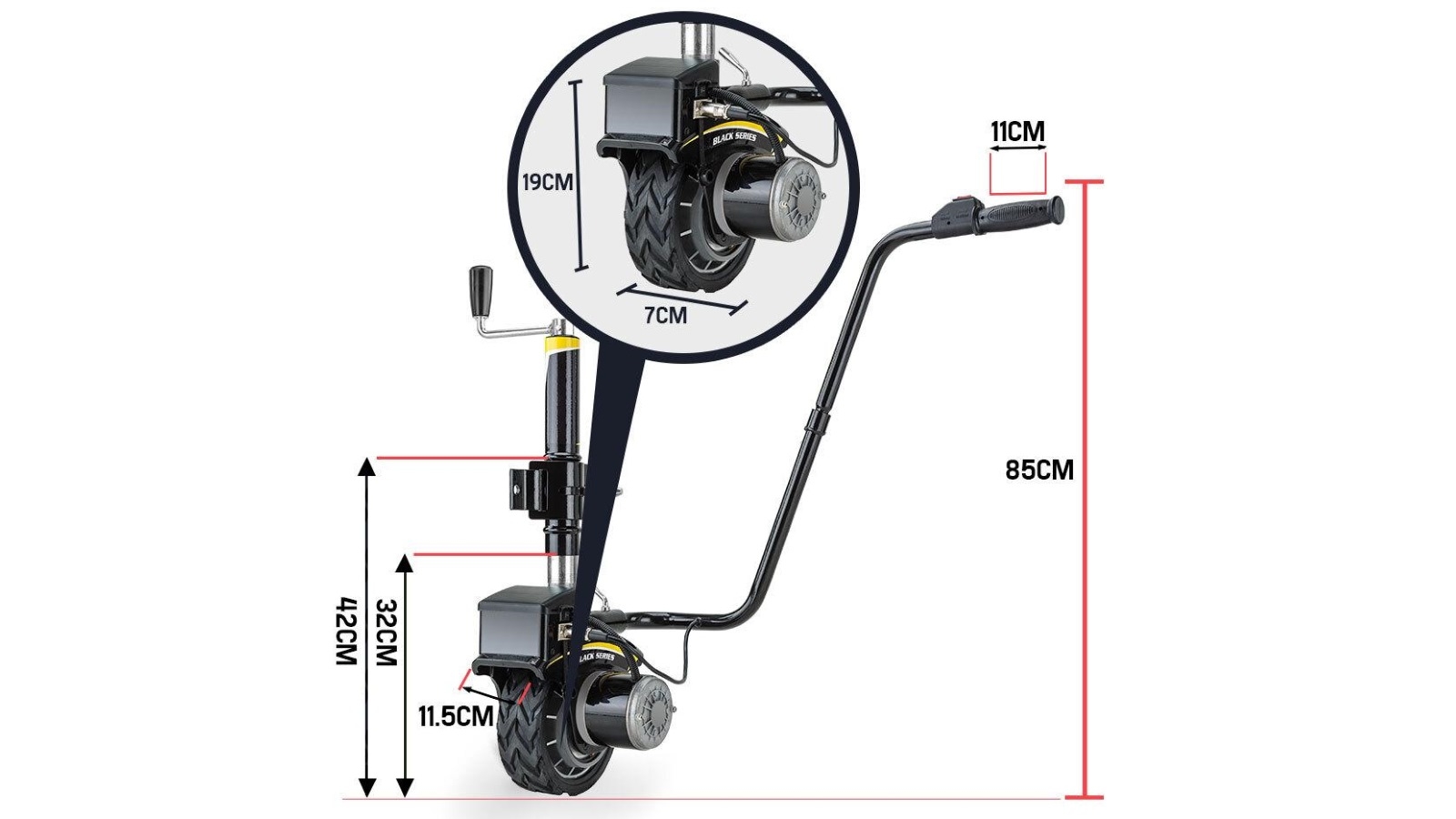 T-REX Black Series Caravan Trailer 12V 350W Electric Motorised Jockey ...