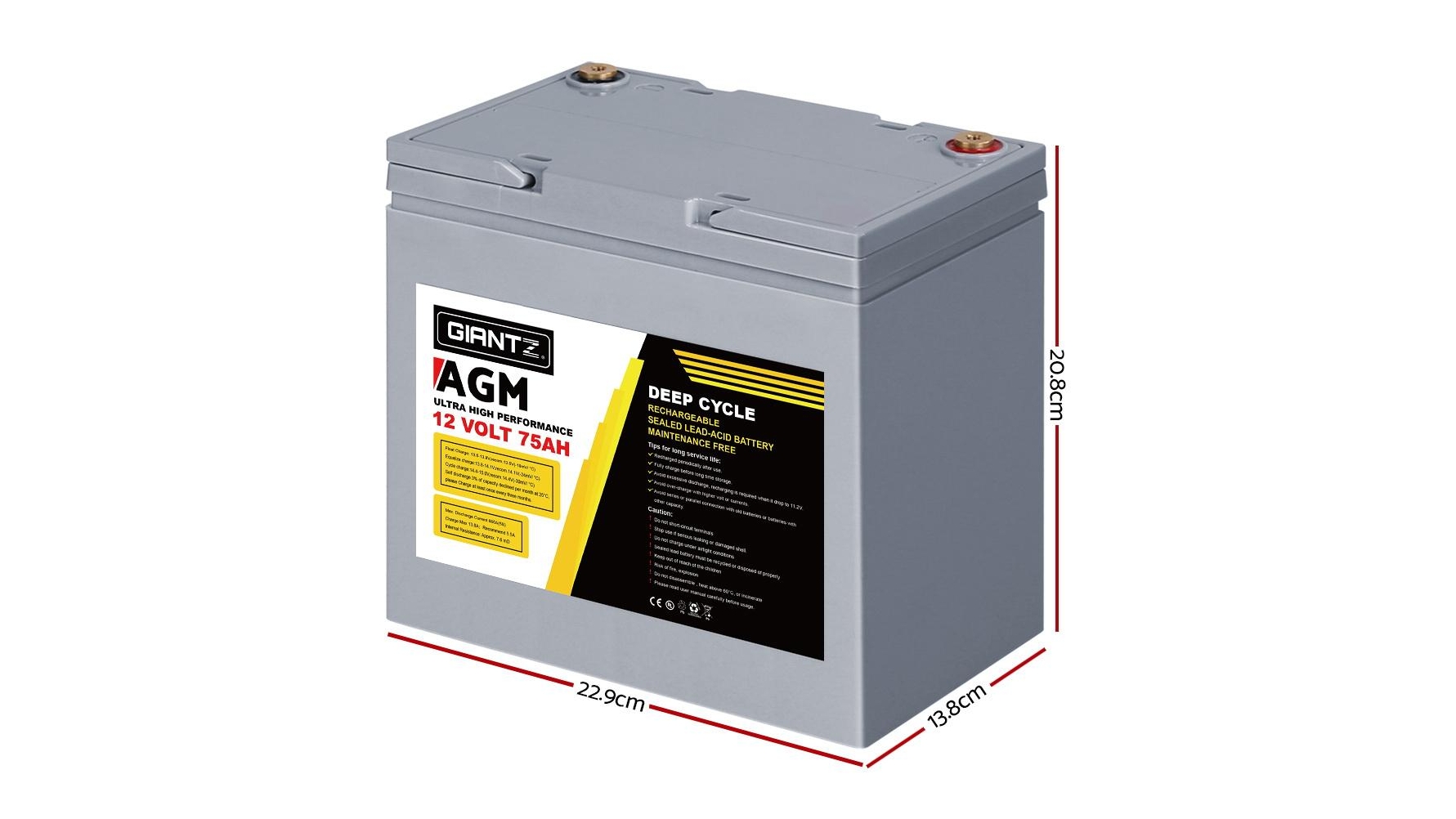 Giantz 75AH Deep Cycle Battery 12V Power | Harvey Norman