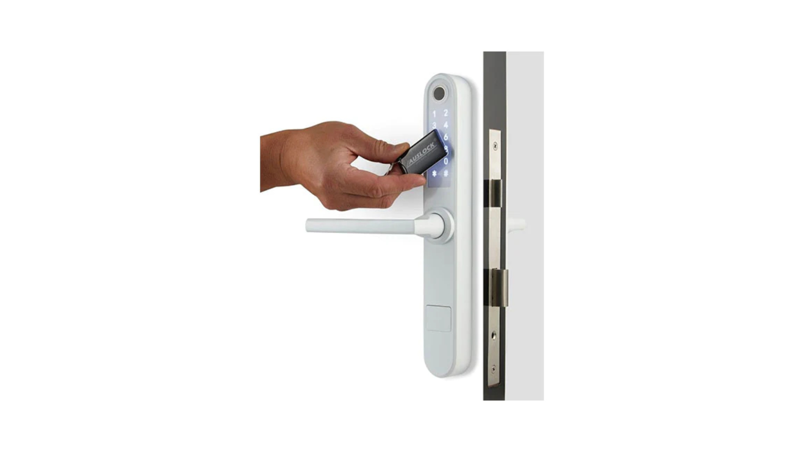 Auslock Slim Series Stainless Smart Lock - White | Harvey Norman