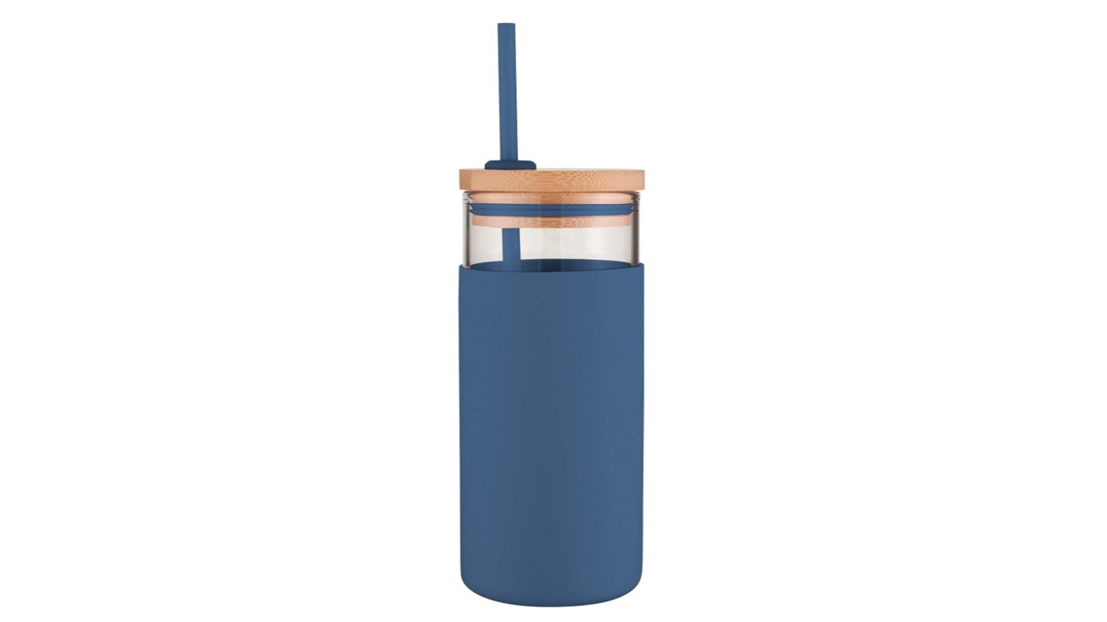 Avanti Glass Smoothie Tumbler with Straw 500ml - Navy | Harvey Norman