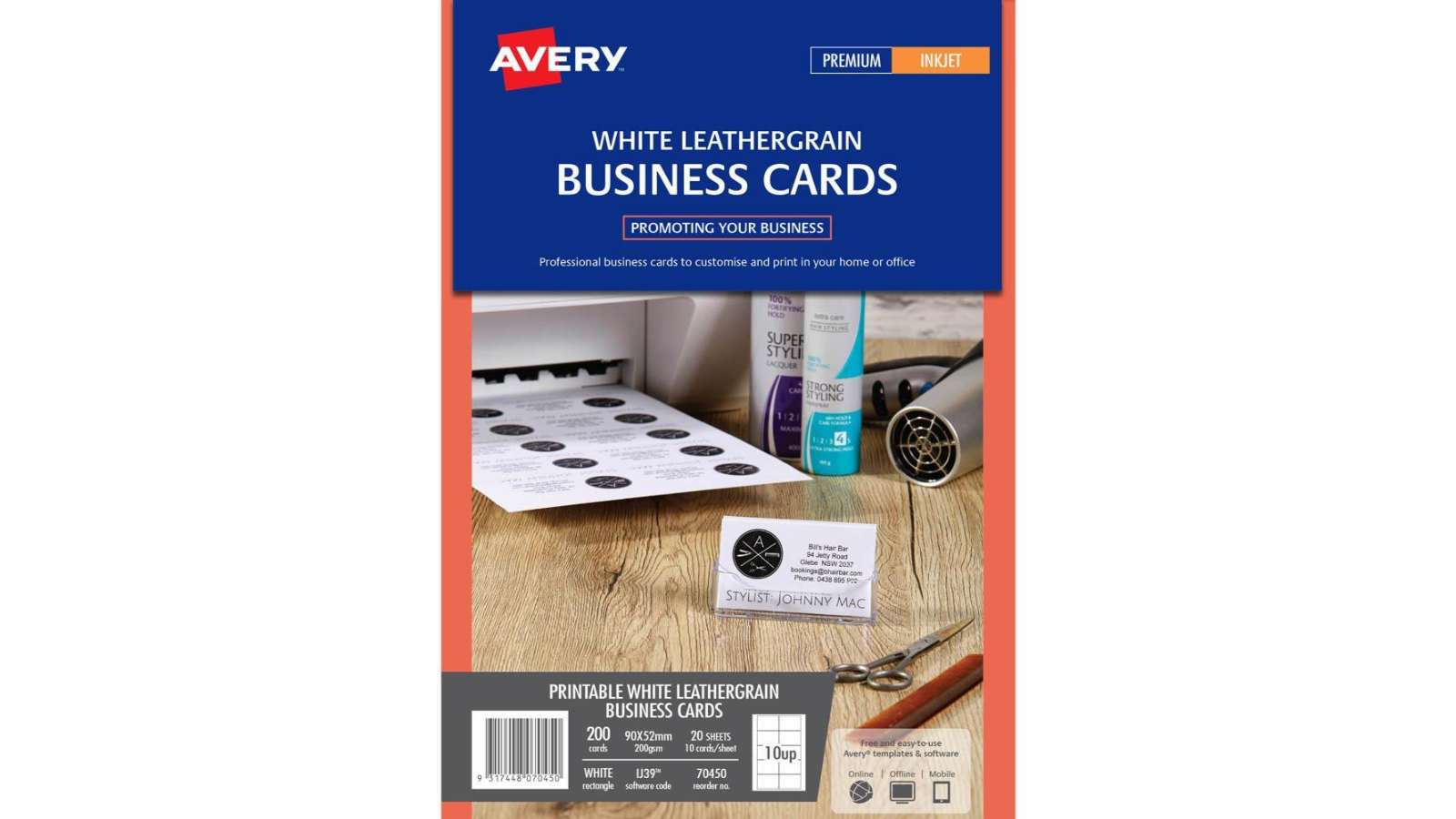 Avery 70450 IJ39 Pack of 200 200gsm Micro Perforated Leathergrain ...