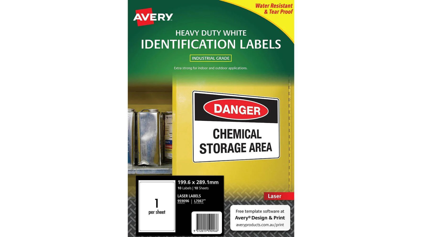 Avery 959096 Pack of 10 L7067 1UP Heavy Duty Laser Label - White ...
