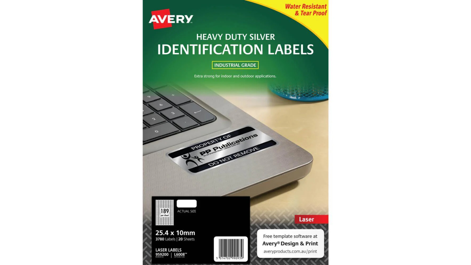 Avery 959200 20 Sheet L6008 Durable Metallic Heavy Duty Label - Silver ...