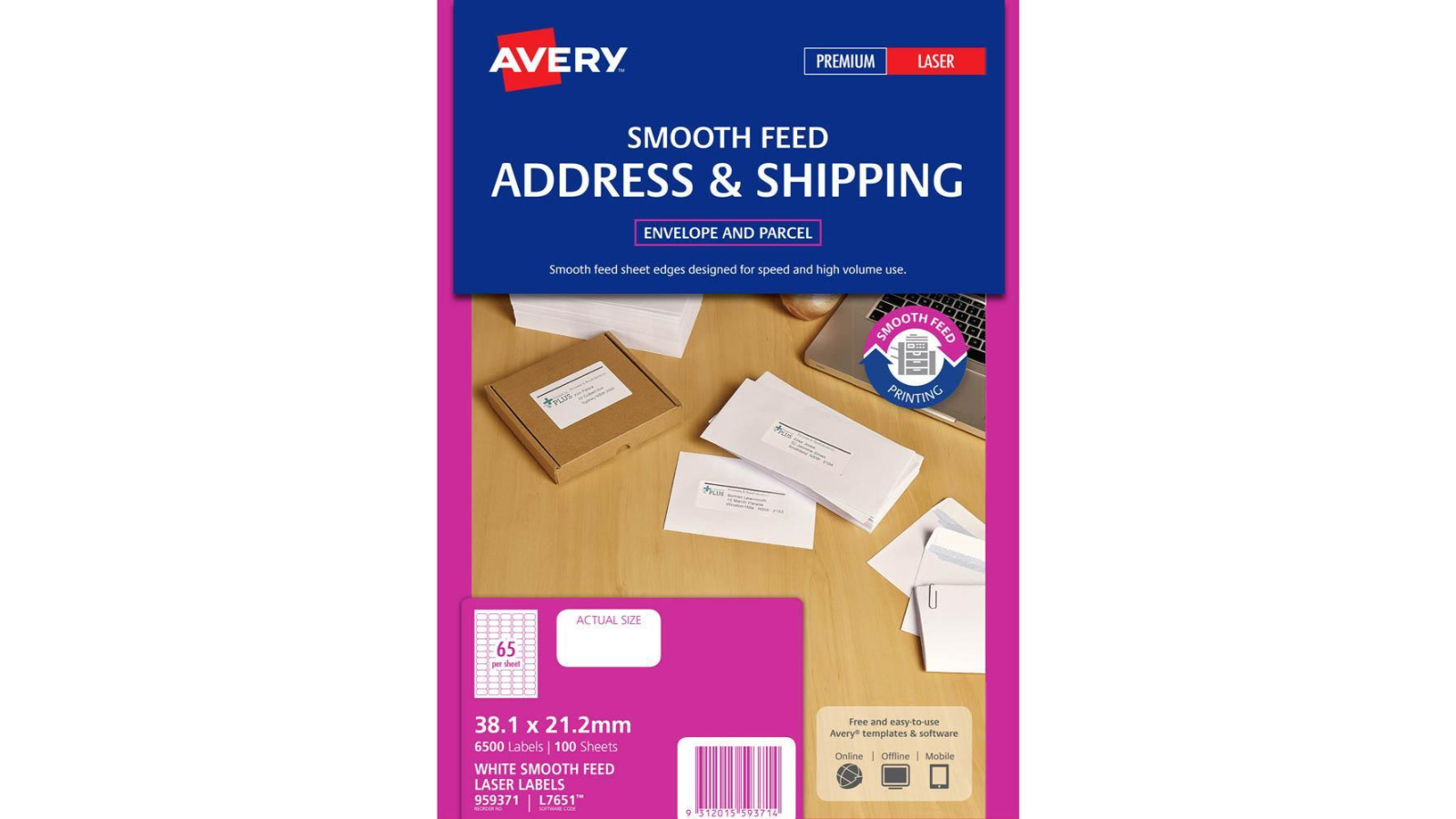 Avery Pack of 100 L7651 Laser Label Smooth Feed - White | Harvey Norman