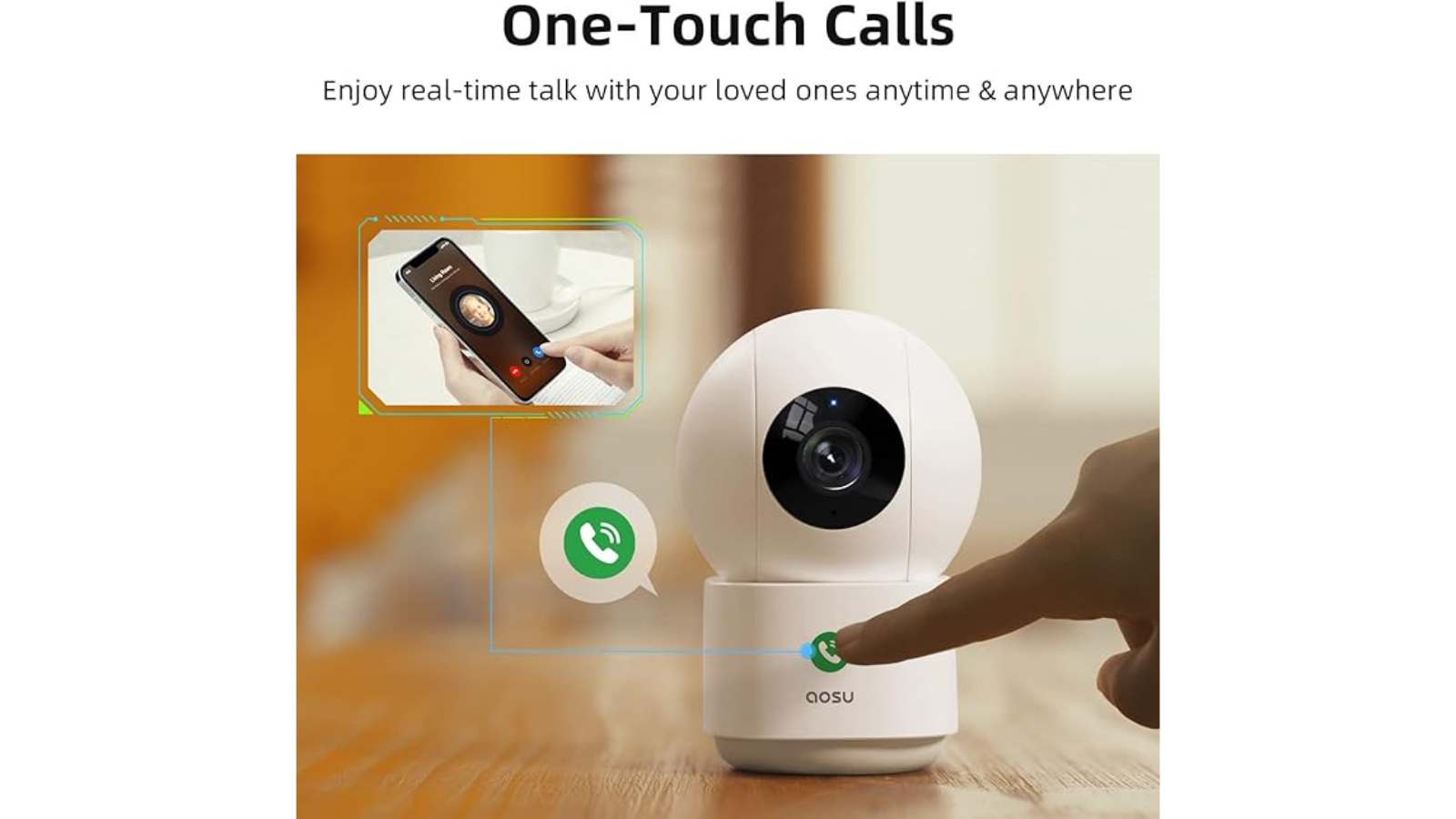 Aosu indoor 2K Smart Baby Monitor/Pet Camera | Harvey Norman