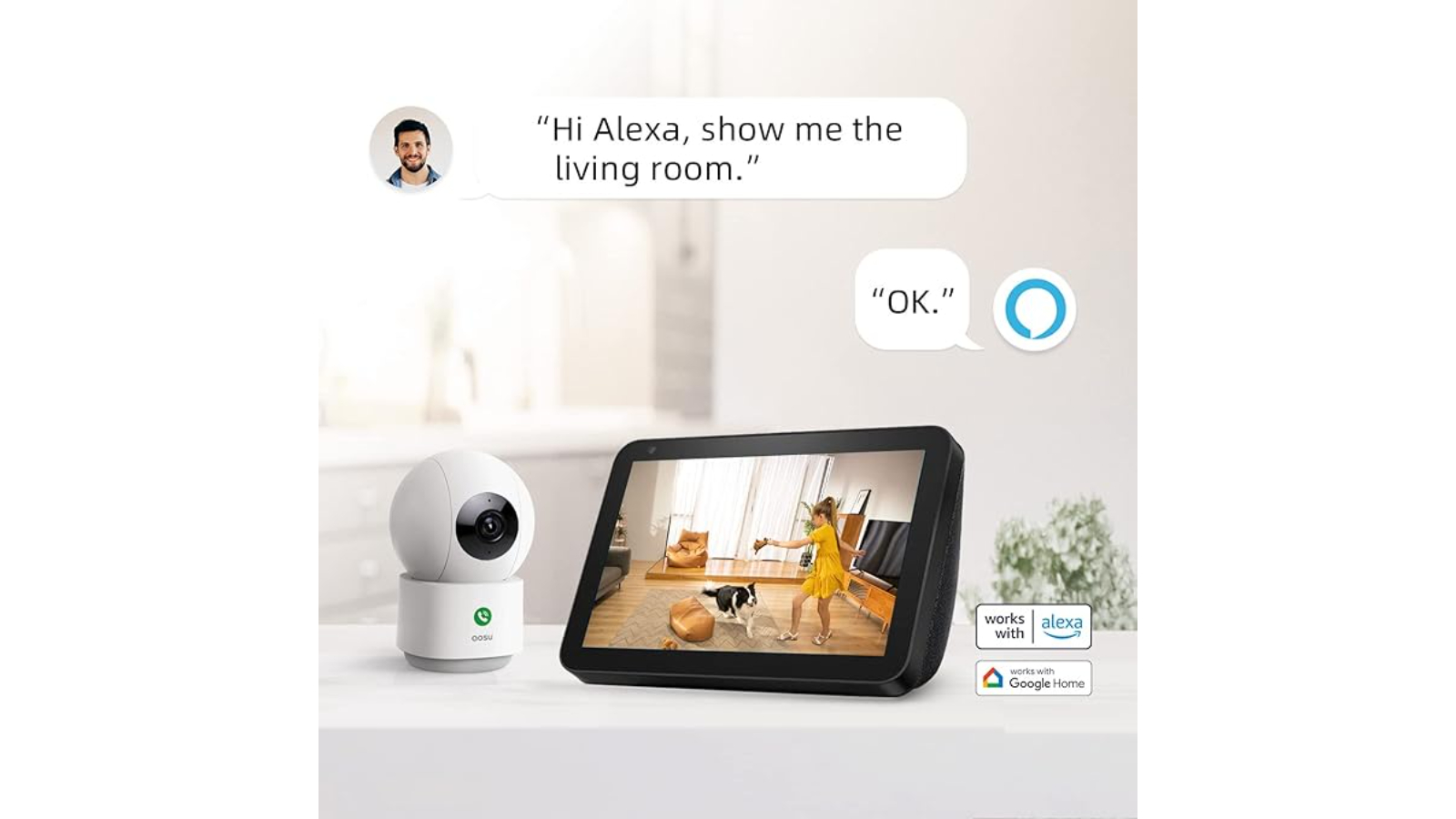 Aosu indoor 2K Smart Baby Monitor/Pet Camera | Harvey Norman