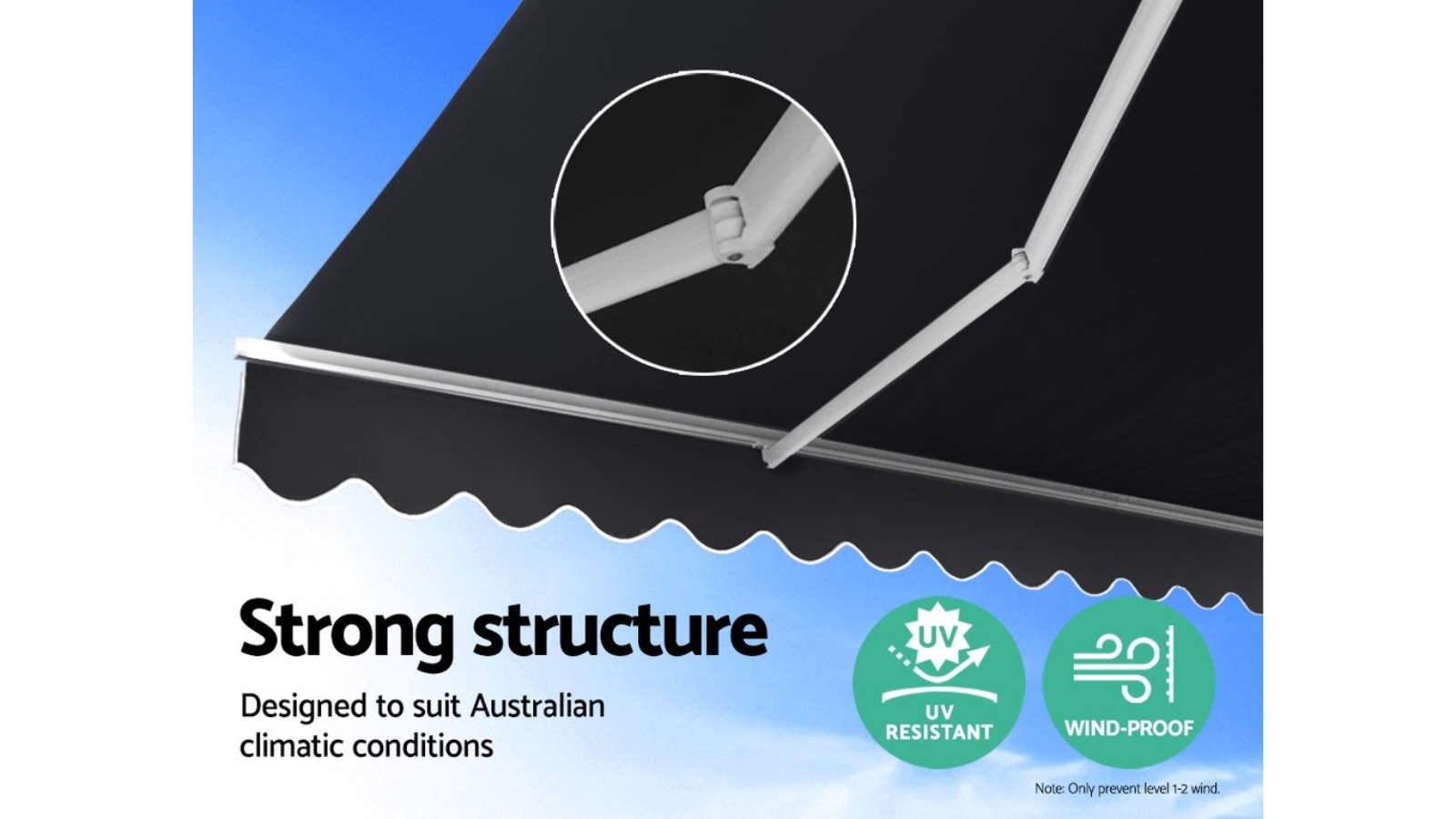 Instahut Grey Outdoor Folding Arm Awning Canopy - 5 x 3 Metre | Harvey ...