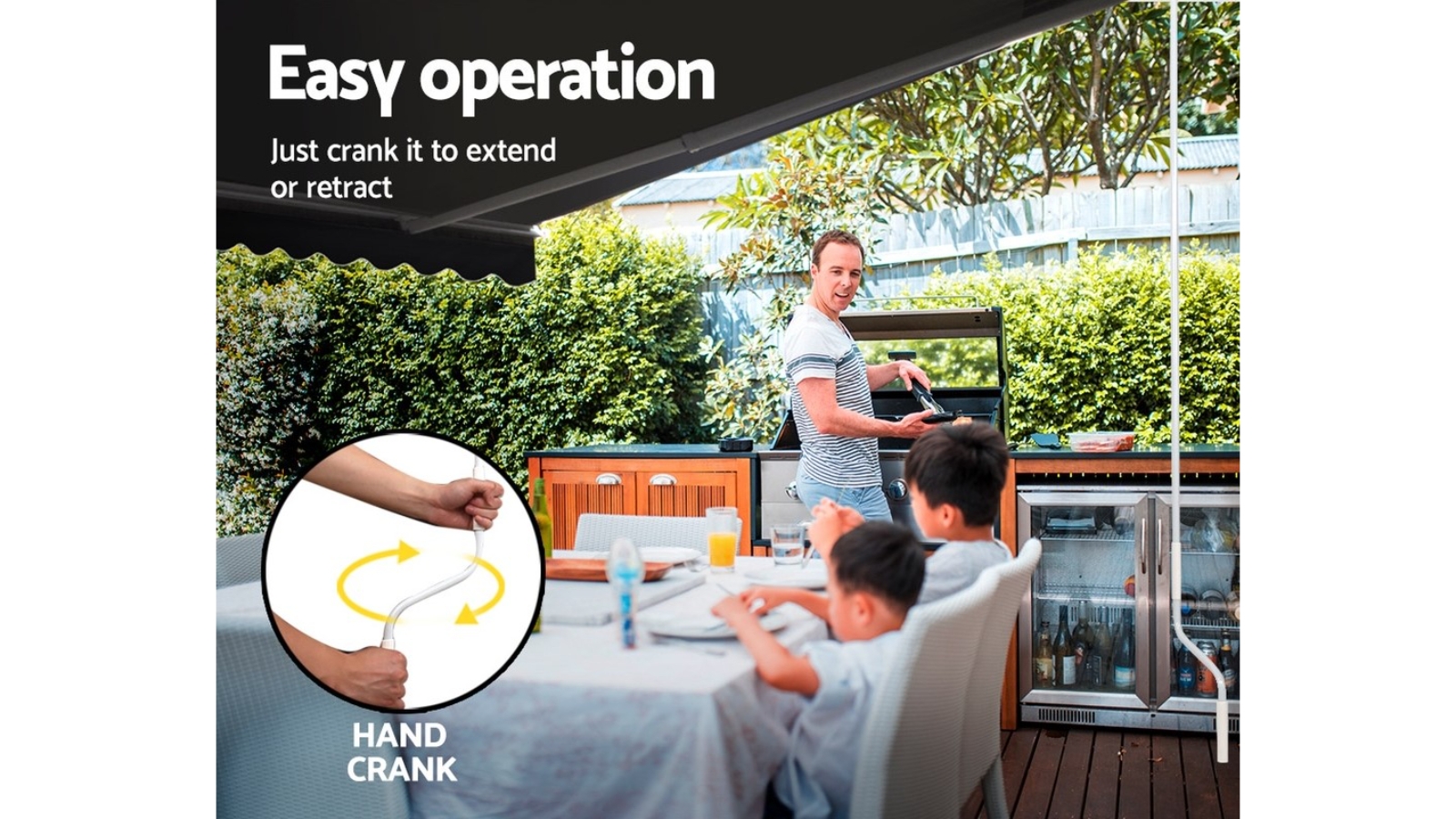 Instahut Grey Outdoor Folding Arm Awning Canopy - 5 x 3 Metre | Harvey ...