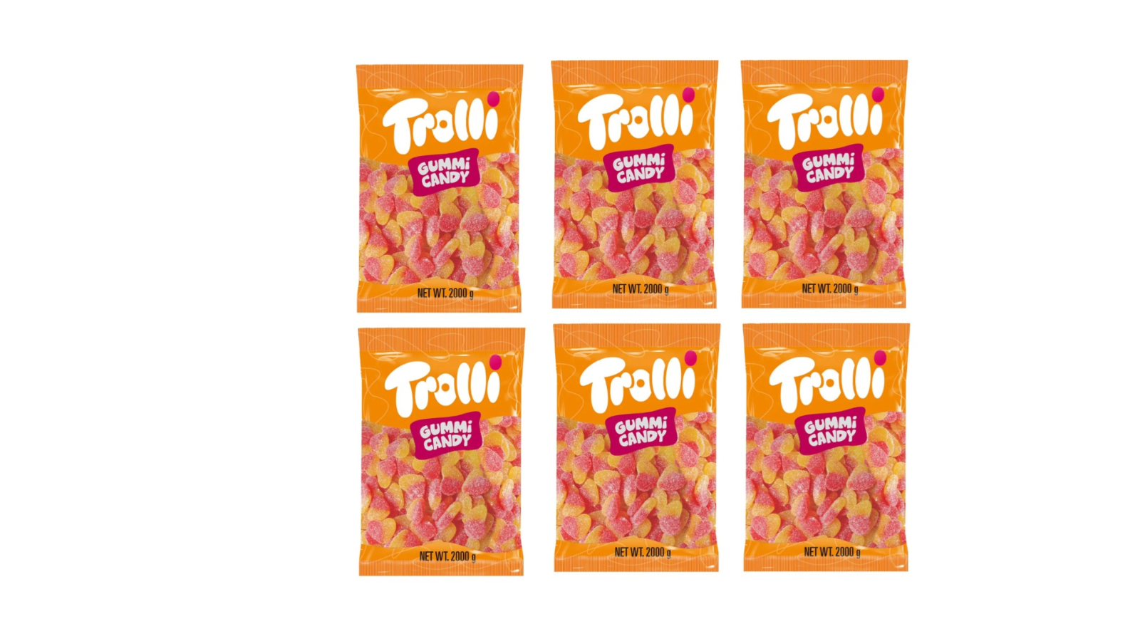 Trolli Pack of 6 Sour Peach Heart Lollies Candy - 2kg | Harvey Norman