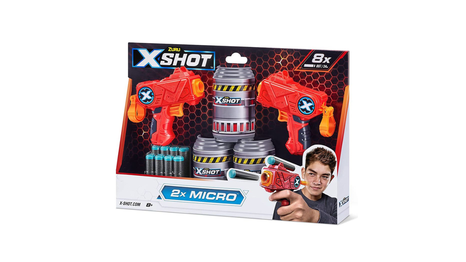 Zuru 2 Piece X-Shot Micro Dual Dart Blaster with 8 Foam Dart Target ...