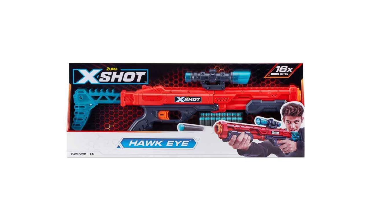 Zuru X-Shot Excel Hawk Eye Dart Shooter with 16 Dart Grip Handle Kids ...