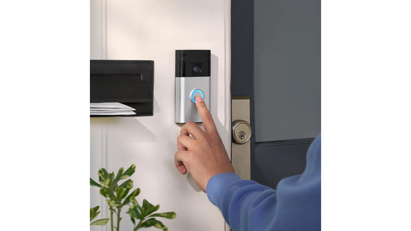 Ring Battery Video Doorbell Satin Nickel Harvey Norman