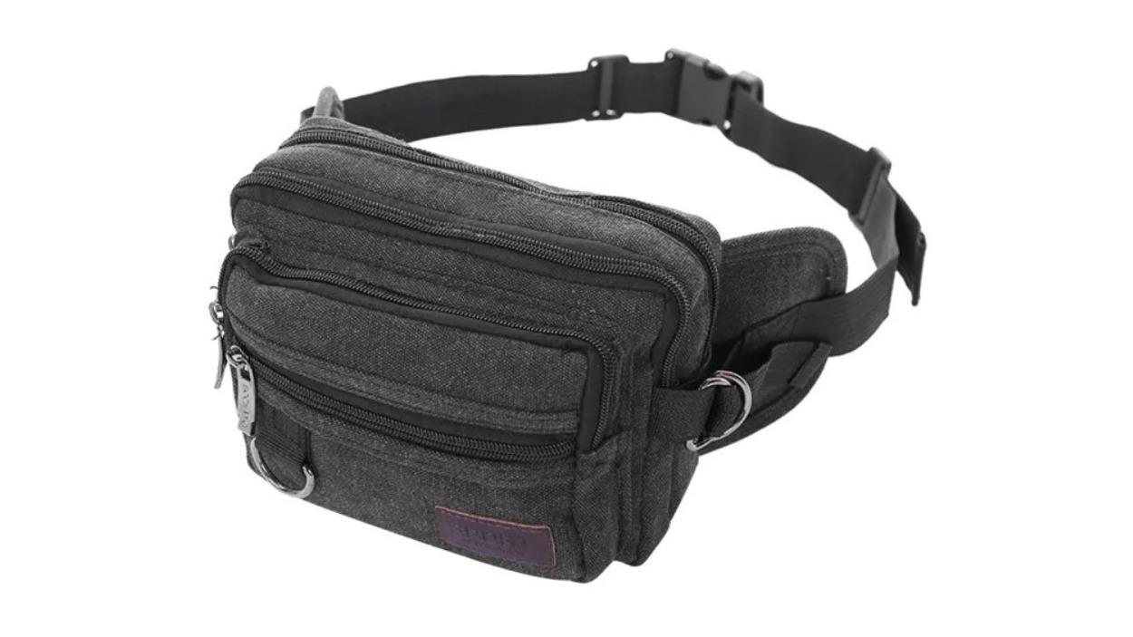 Boutiquer Large Canvas Bum Bag Wallet in Black | Harvey Norman