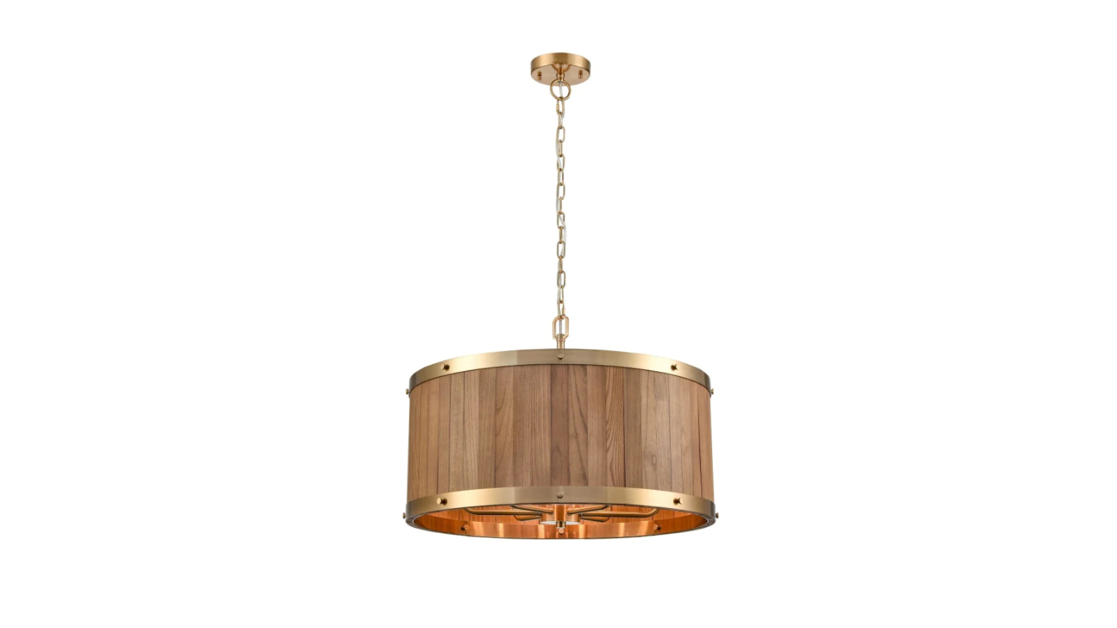 BARRIQUE Drum Pendant Light - Medium Oak Wood | Harvey Norman