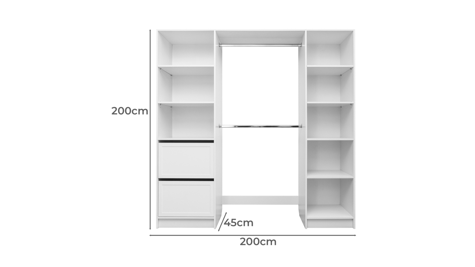European Cabinetry Basel 2metre Walk-in Wardrobe Kit - Hamptons ...