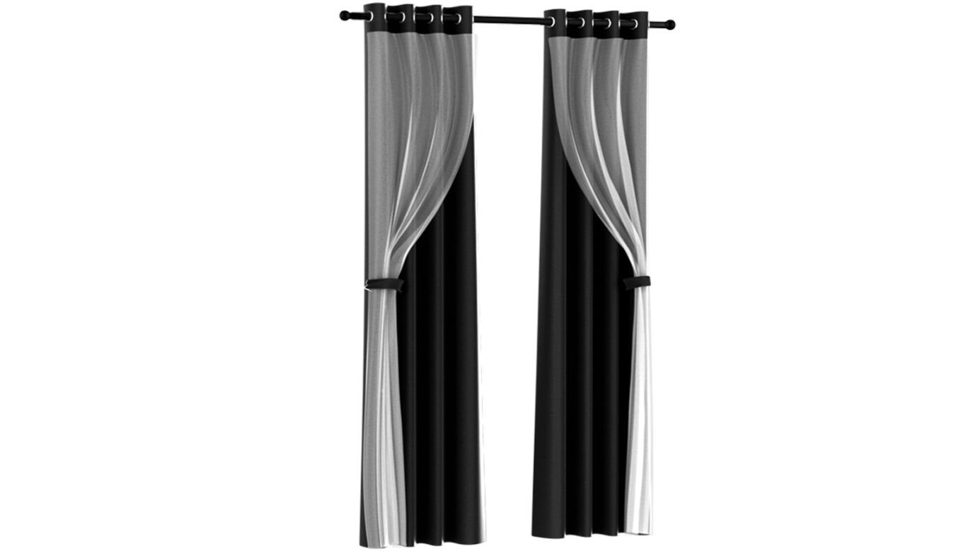 Artiss Black 2 Piece Blockout Sheer Curtain - 132 x 274cm | Harvey Norman