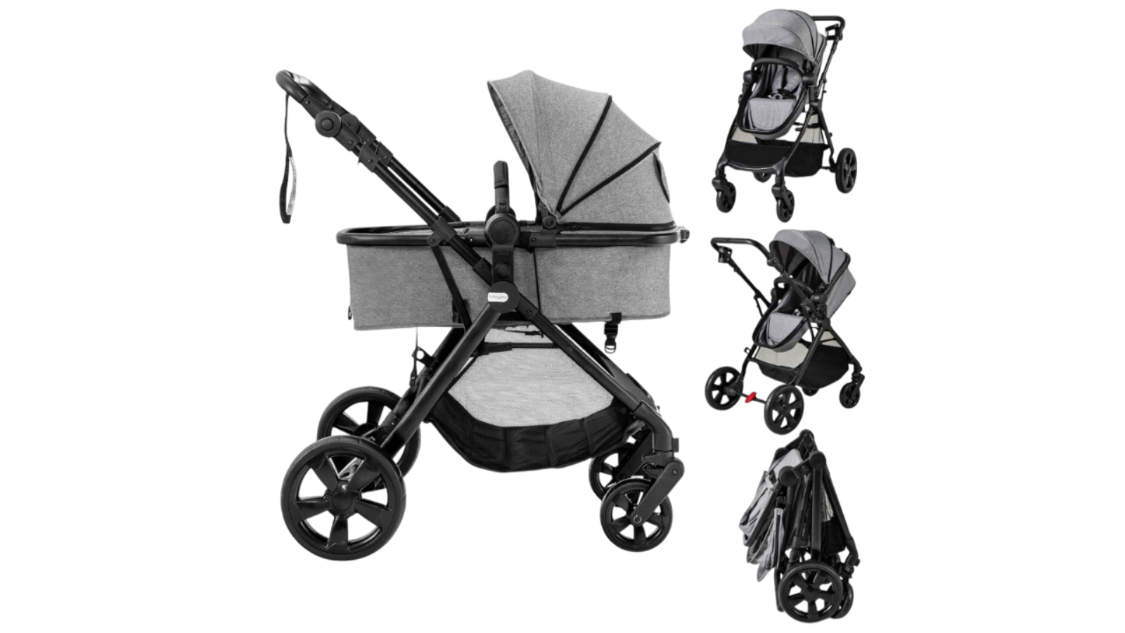 Costway 2-in-1 Convertible Pram Folding Lightweight Stroller with ...