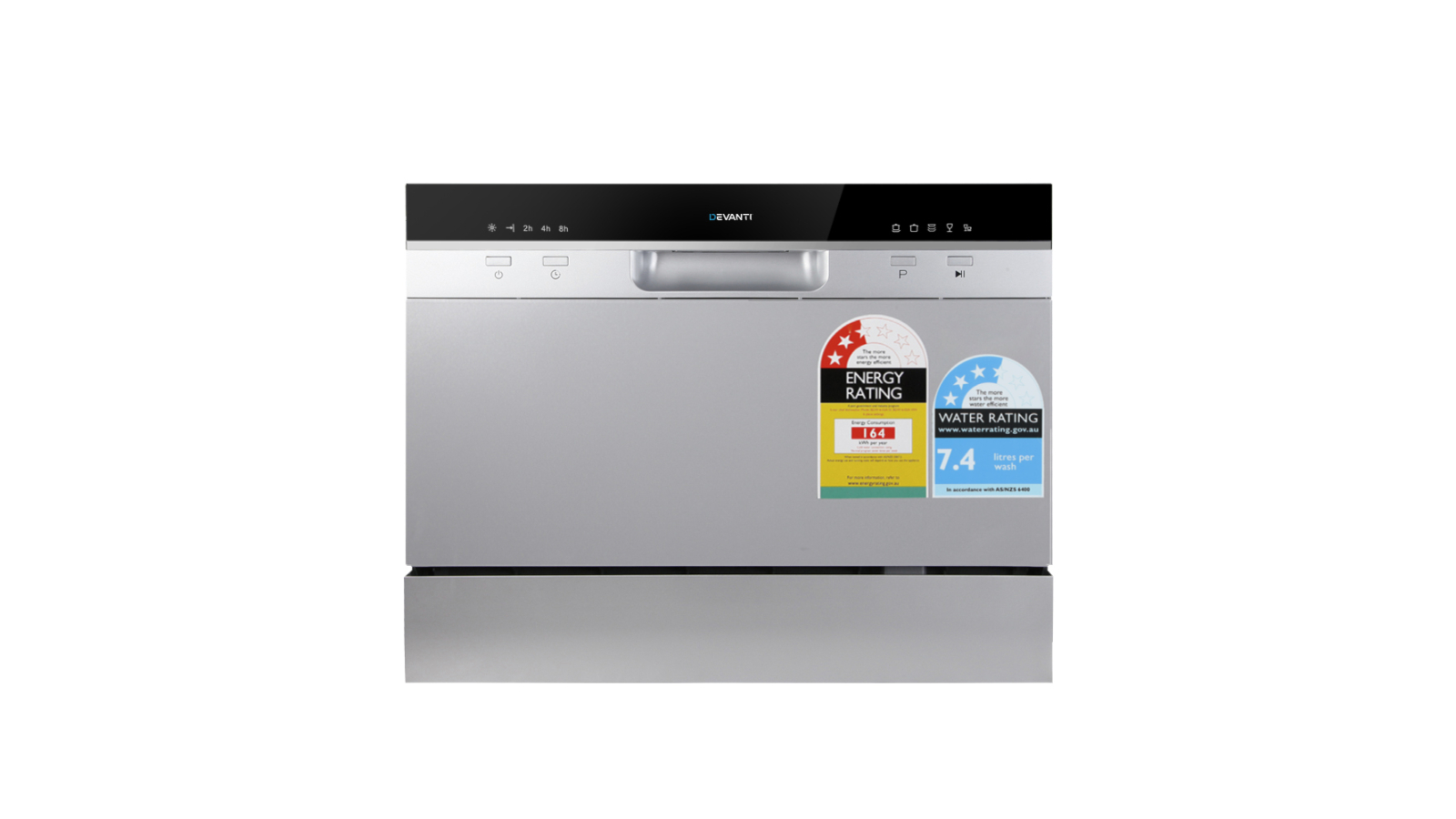 Devanti 6 Place Benchtop Settings Dishwasher - Silver | Harvey Norman
