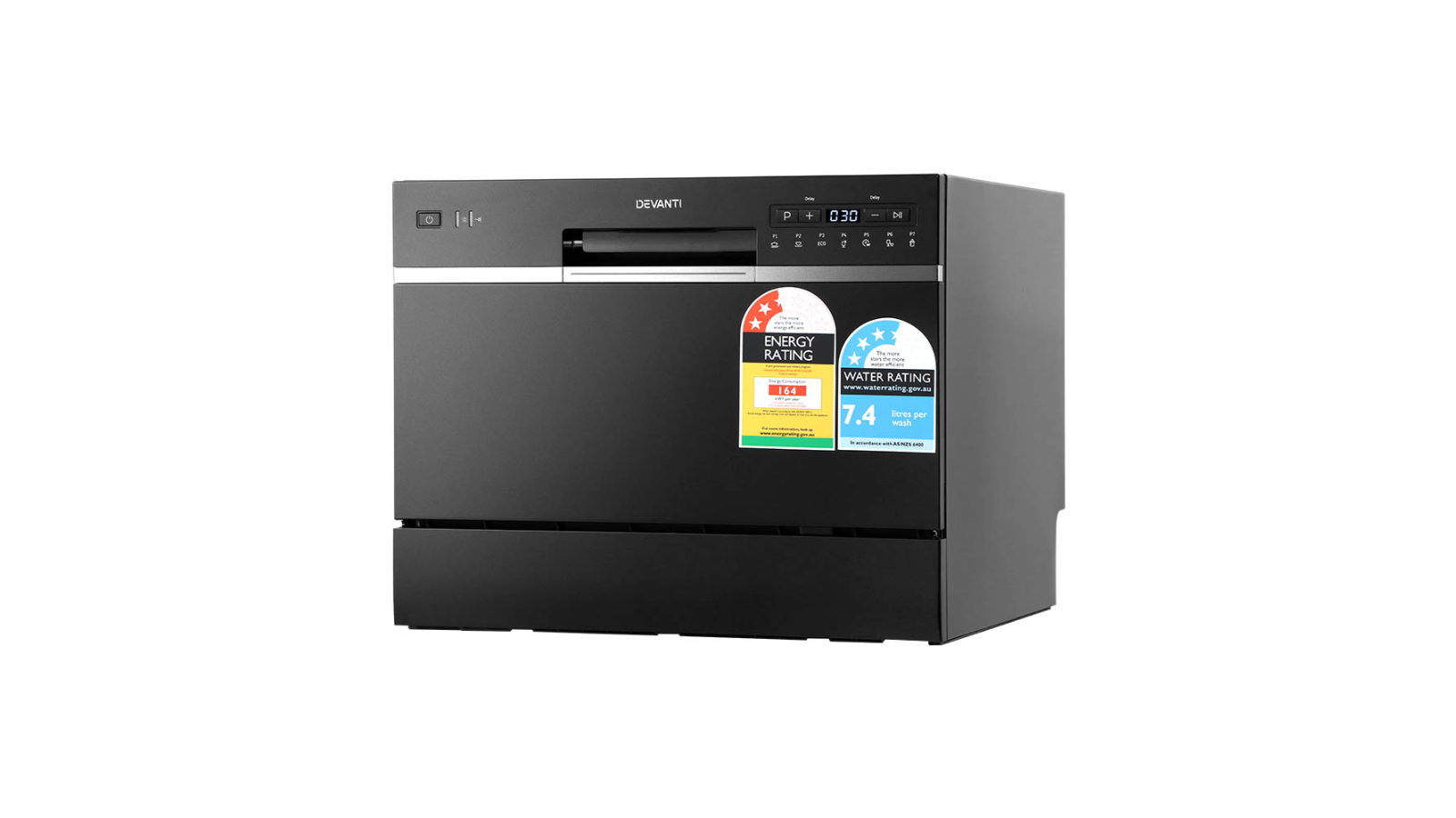 Devanti 6 Place Benchtop Settings Dishwasher - Black | Harvey Norman