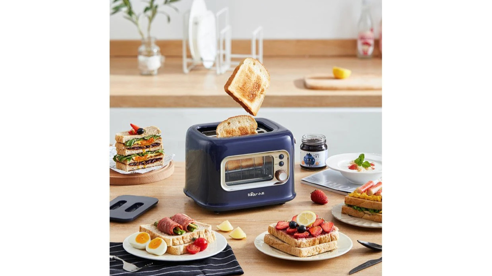 Bear Double Slots Bread Toaster with Glass Window | Harvey Norman
