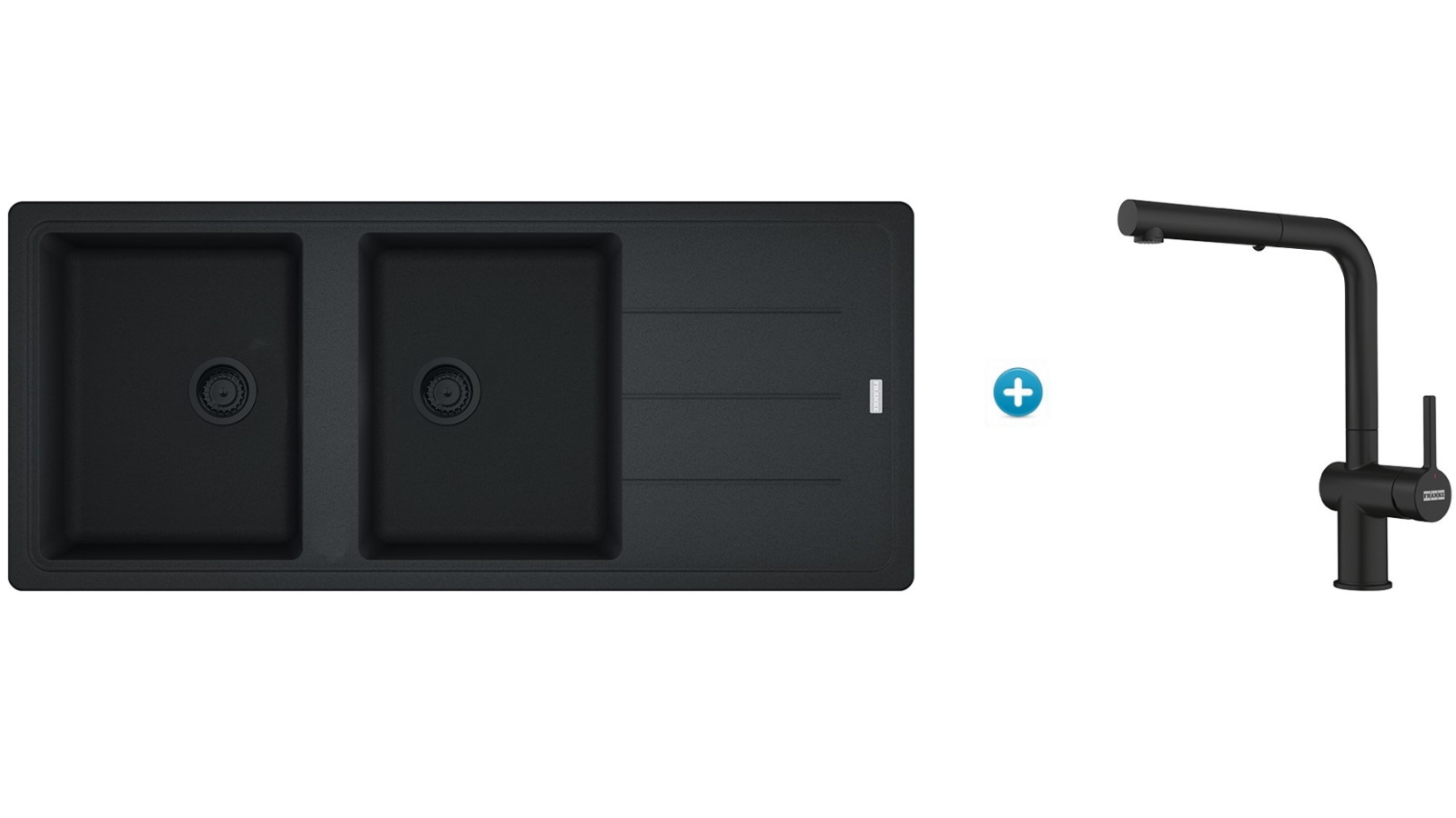 Franke Basis Double Bowl Sink with Drainer + Active Pull Out Tap ...