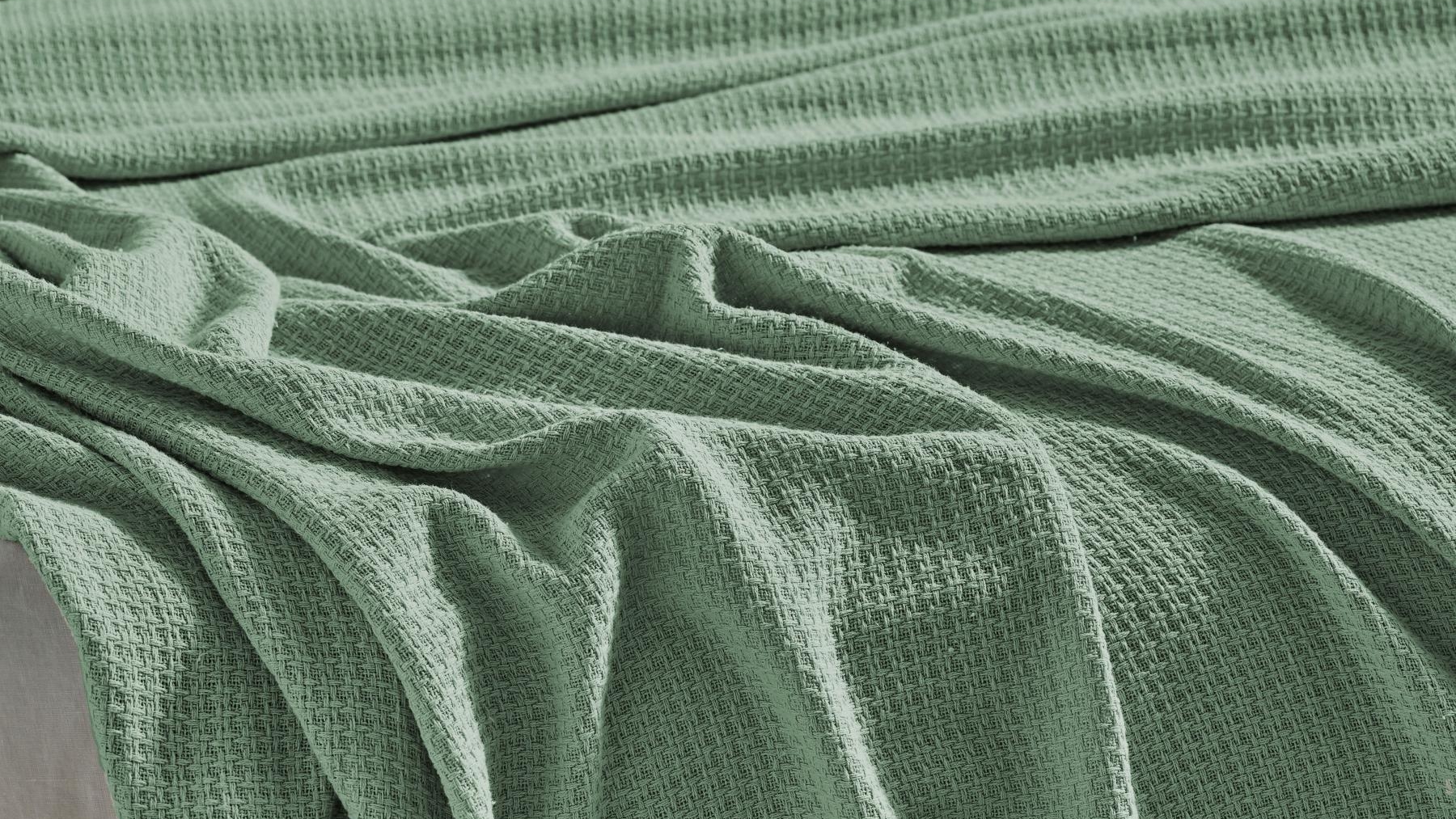 L'Avenue Coolum Sage Cotton Waffle Blanket - Queen/King | Harvey Norman