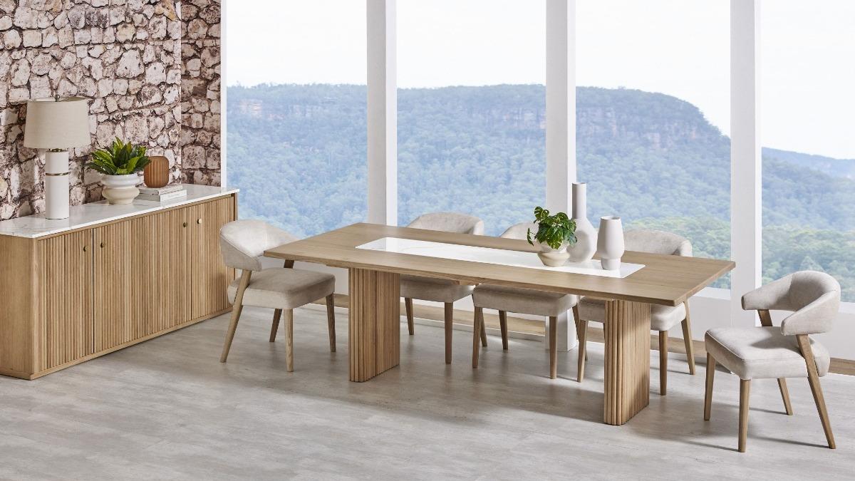 Como Dining Table with Stone Inlay | Harvey Norman