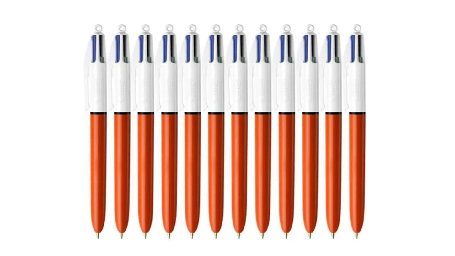 Bic Set of 12 Orange Barrell Retractable Fine Ballpoint Pen - 4 Colour | Harvey Norman