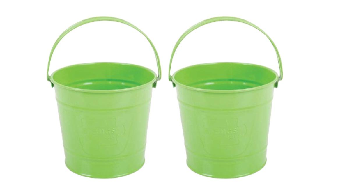 Bigjigs Rail 2 Piece Green Round Metal Bucket Outdoor Toy - 3 year+ ...