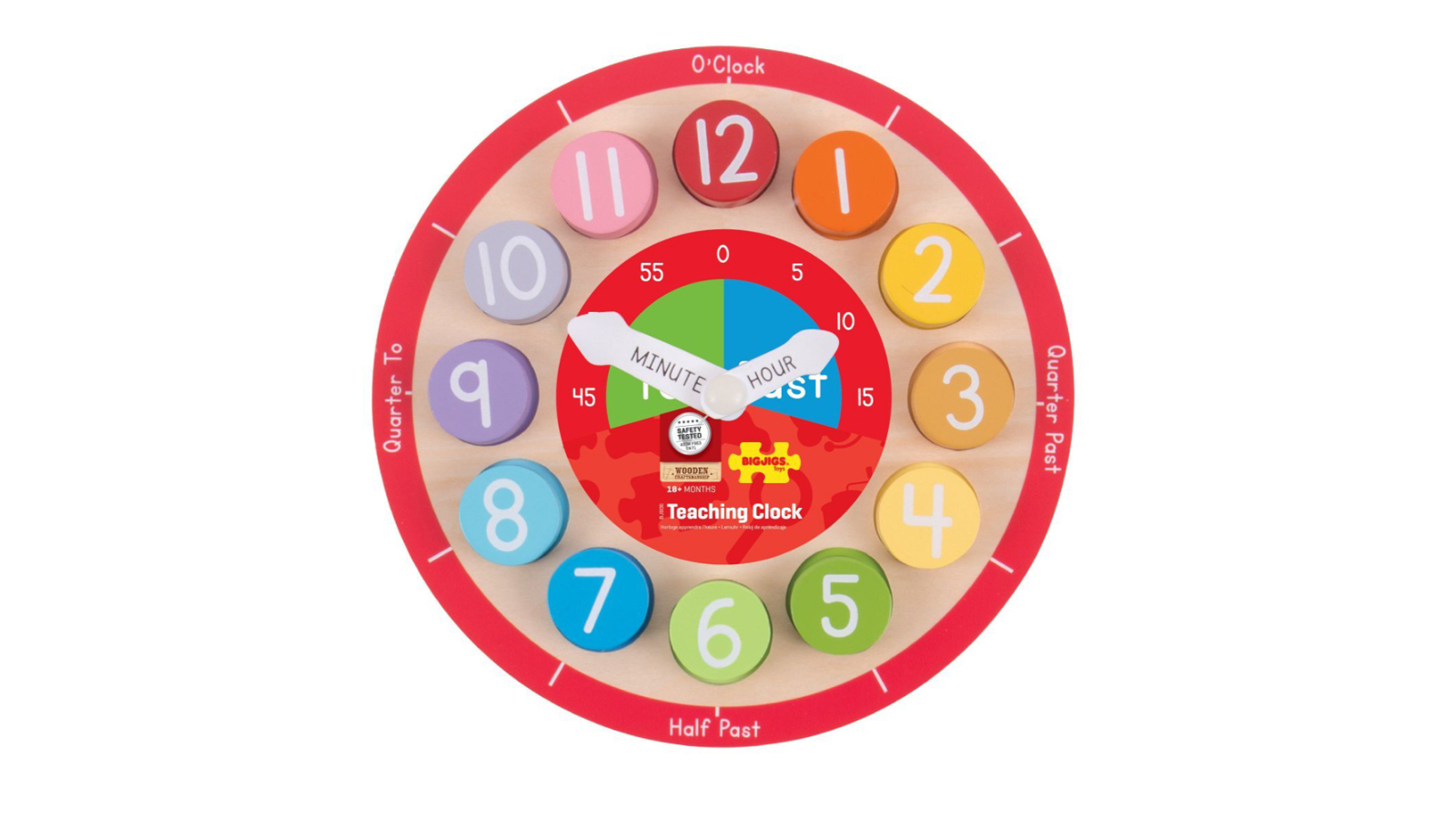 Bigjigs Toys Wooden Teaching Clock Educational Toy - 18 month+ | Harvey ...
