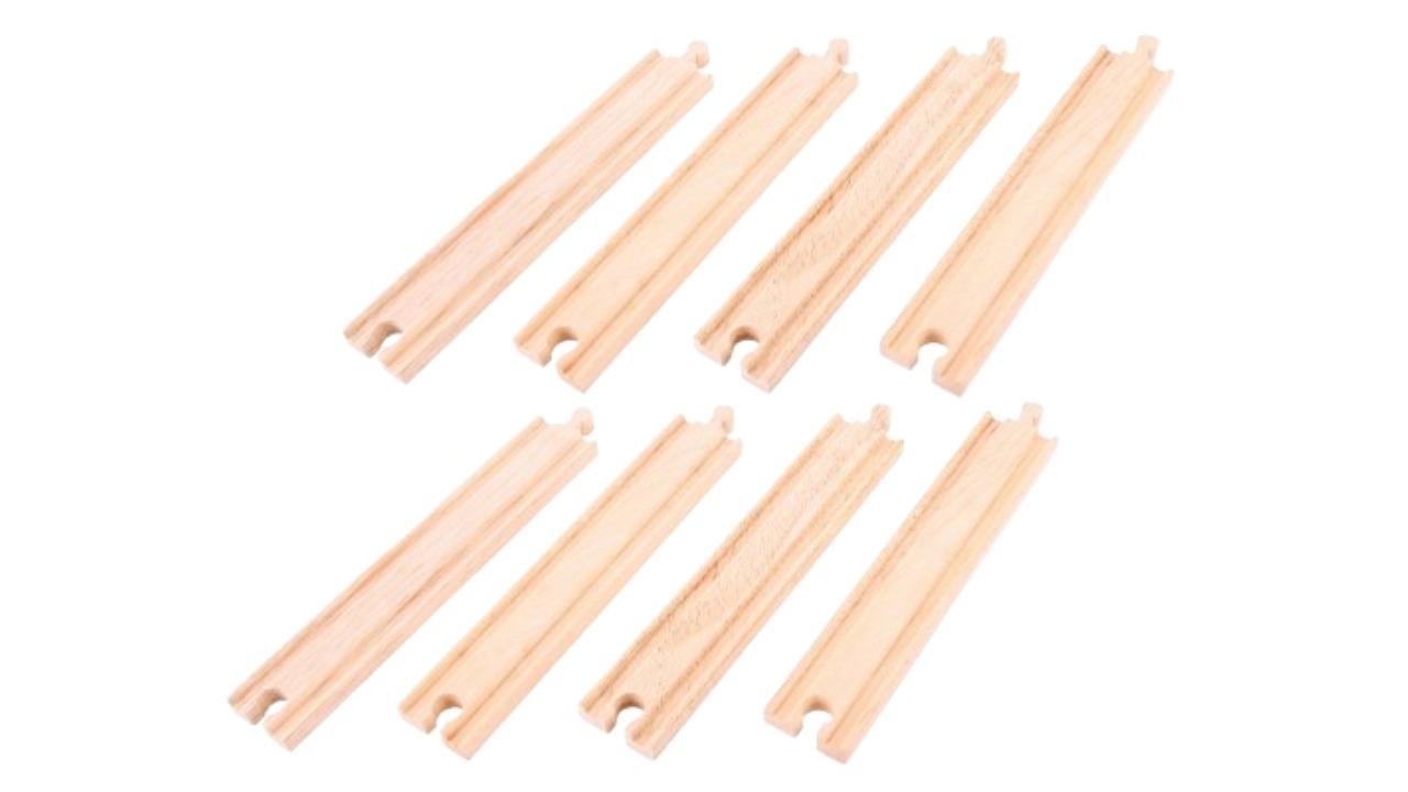 Bigjigs Rail Pack of 2 21.5cm Long Straights Railway Track Wooden Toy ...