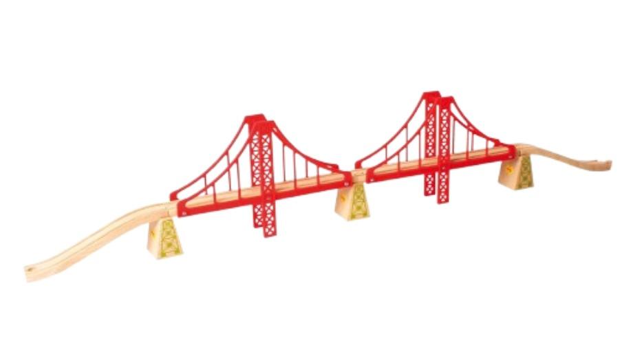 Bigjigs Rail 7 Piece 20cm Double Suspension Bridge Wooden Toy - 3 year+ ...