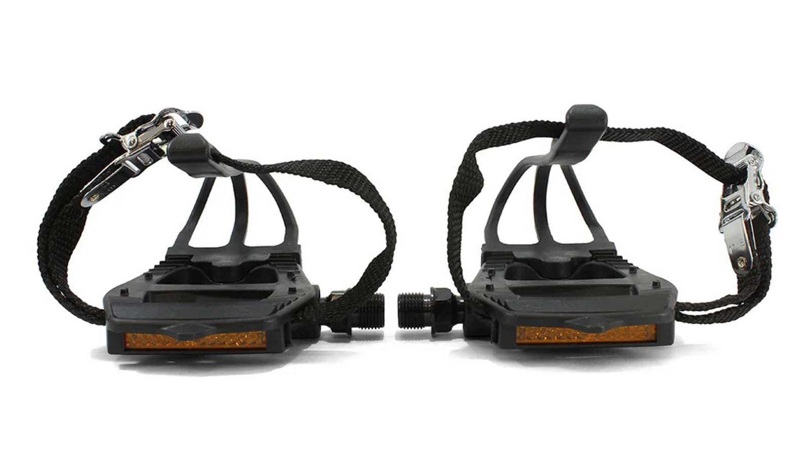 Bikelane Black Alloy Pedal and Nylon Toe Clip with Straps Set | Harvey ...