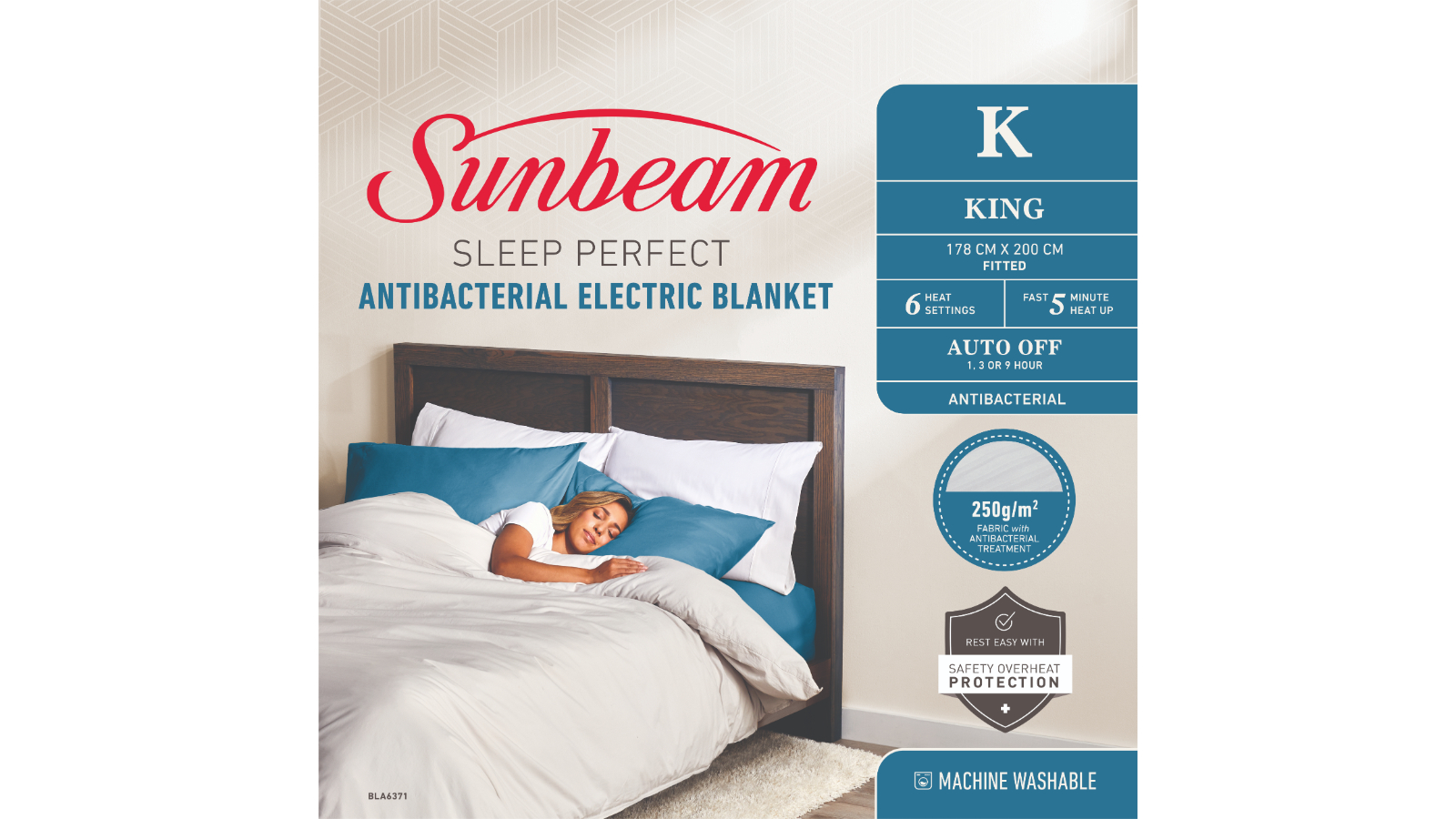Sunbeam Sleep Perfect Antibacterial Electric Blanket - King | Harvey Norman