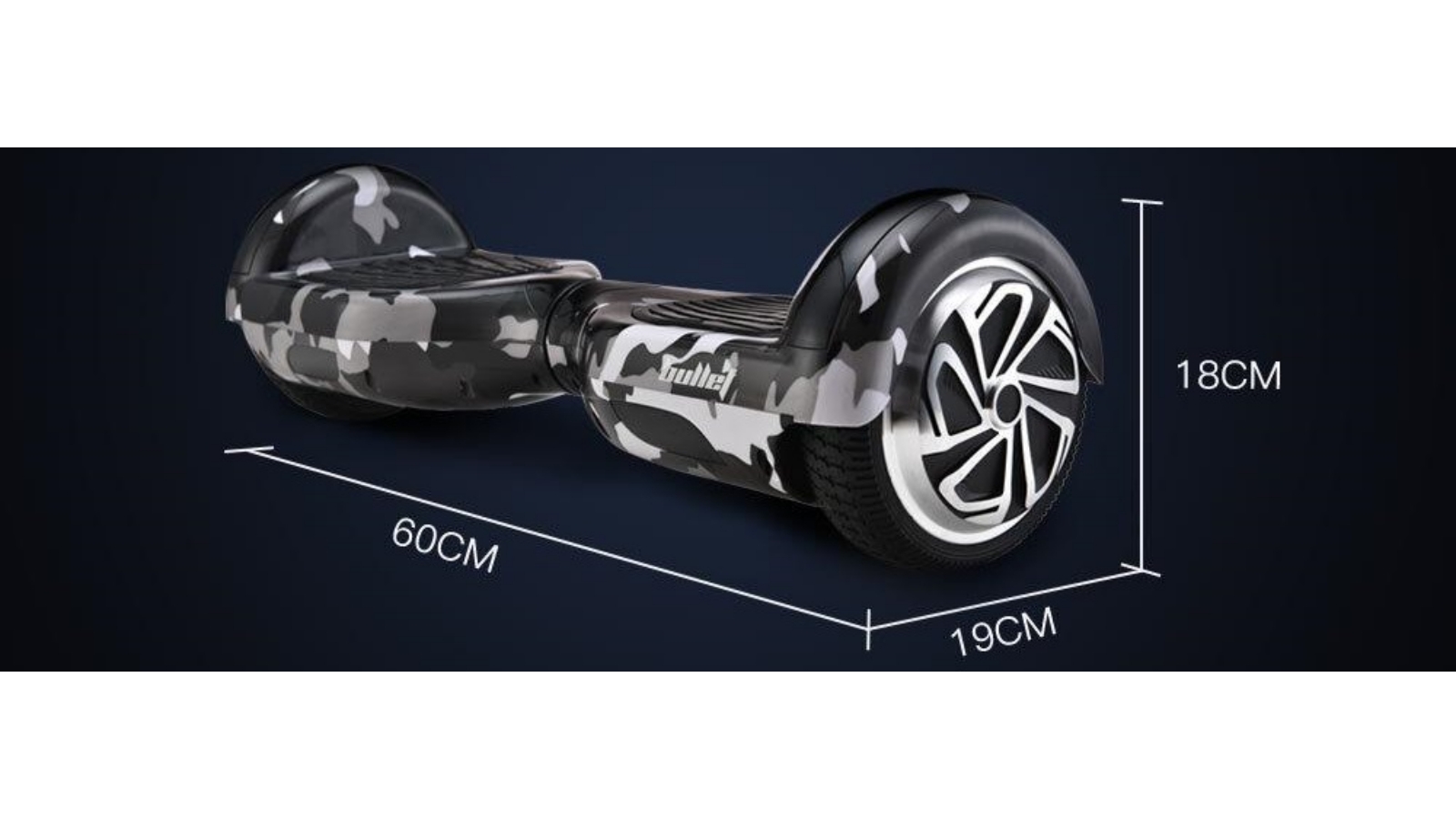 BULLET Hoverboard Scooter Electric 6.5" Wheels - Camo Grey | Harvey Norman