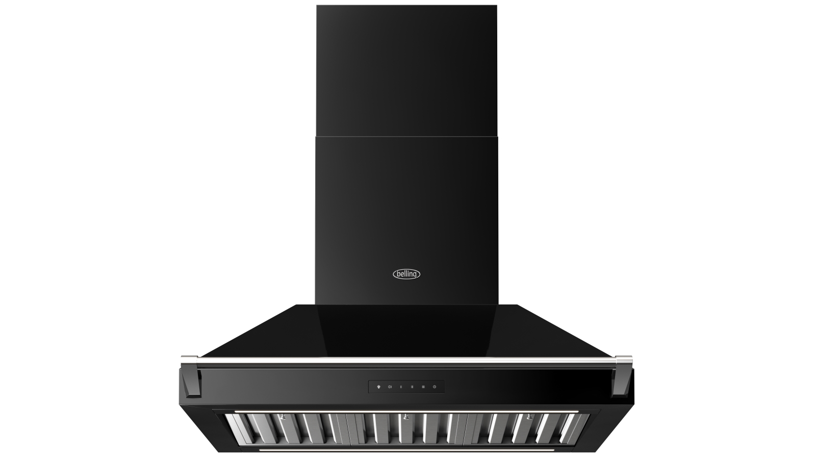 Belling 90cm Classic Canopy Rangehood with Chrome Rail - Black | Harvey ...