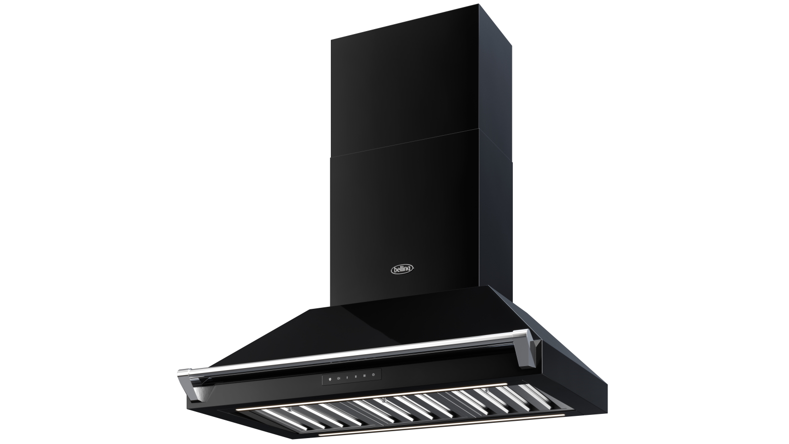 Belling 90cm Classic Canopy Rangehood with Chrome Rail - Black | Harvey ...