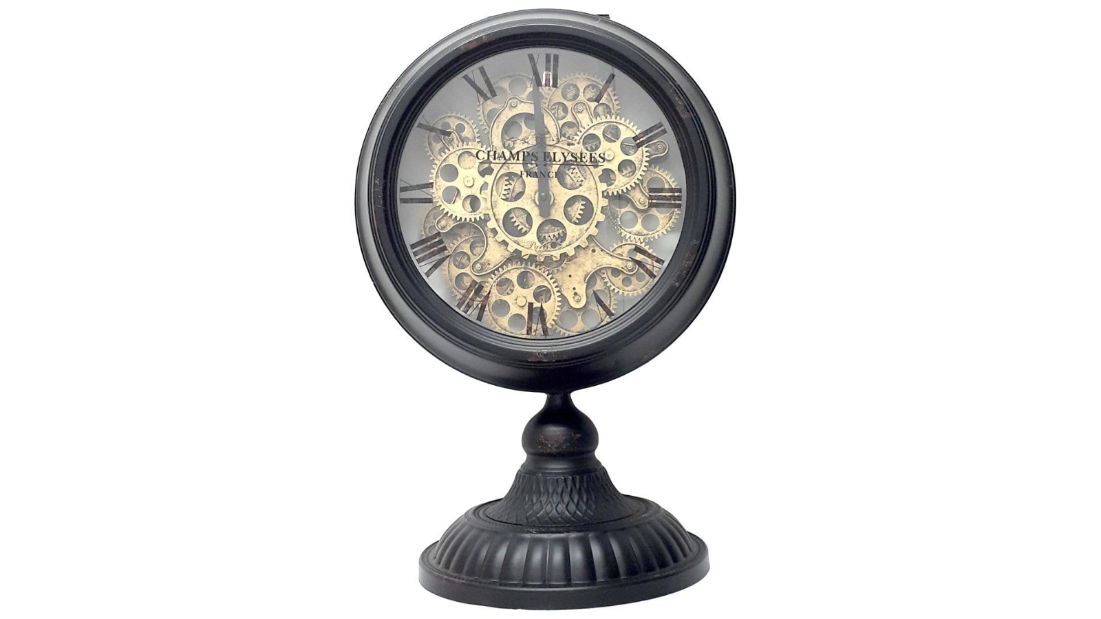 Italian Luxury Group Metal Standing Clock on Footed Stand - Black ...