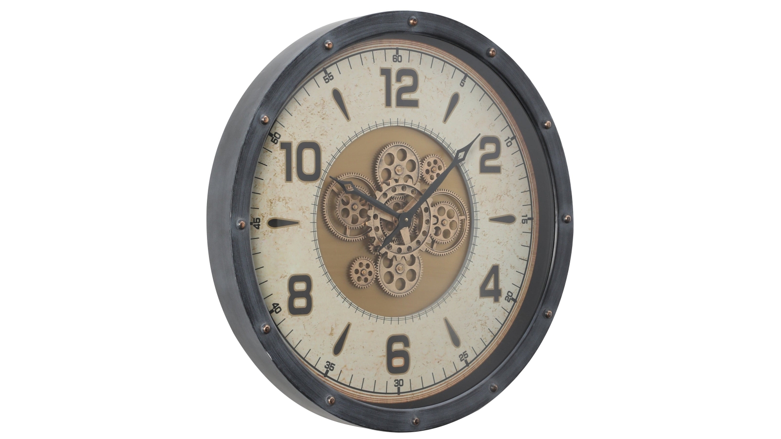 Italian Luxury Group Swat Industrial Round Metal Wall Clock - Black ...
