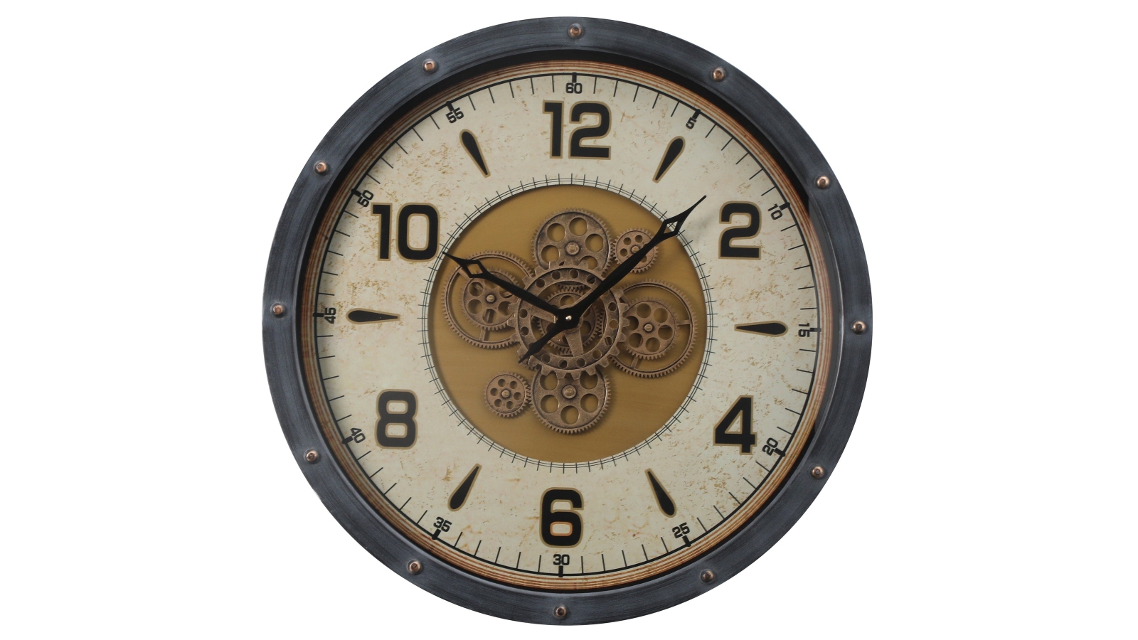 Italian Luxury Group Swat Industrial Round Metal Wall Clock - Black ...