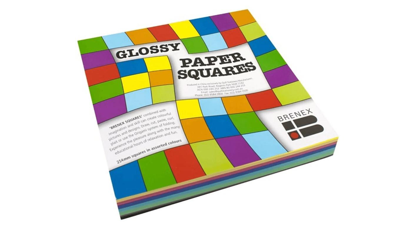 Brenex Pack of 360 Assorted Glossy Square Paper Single Sided - 25.4 x ...