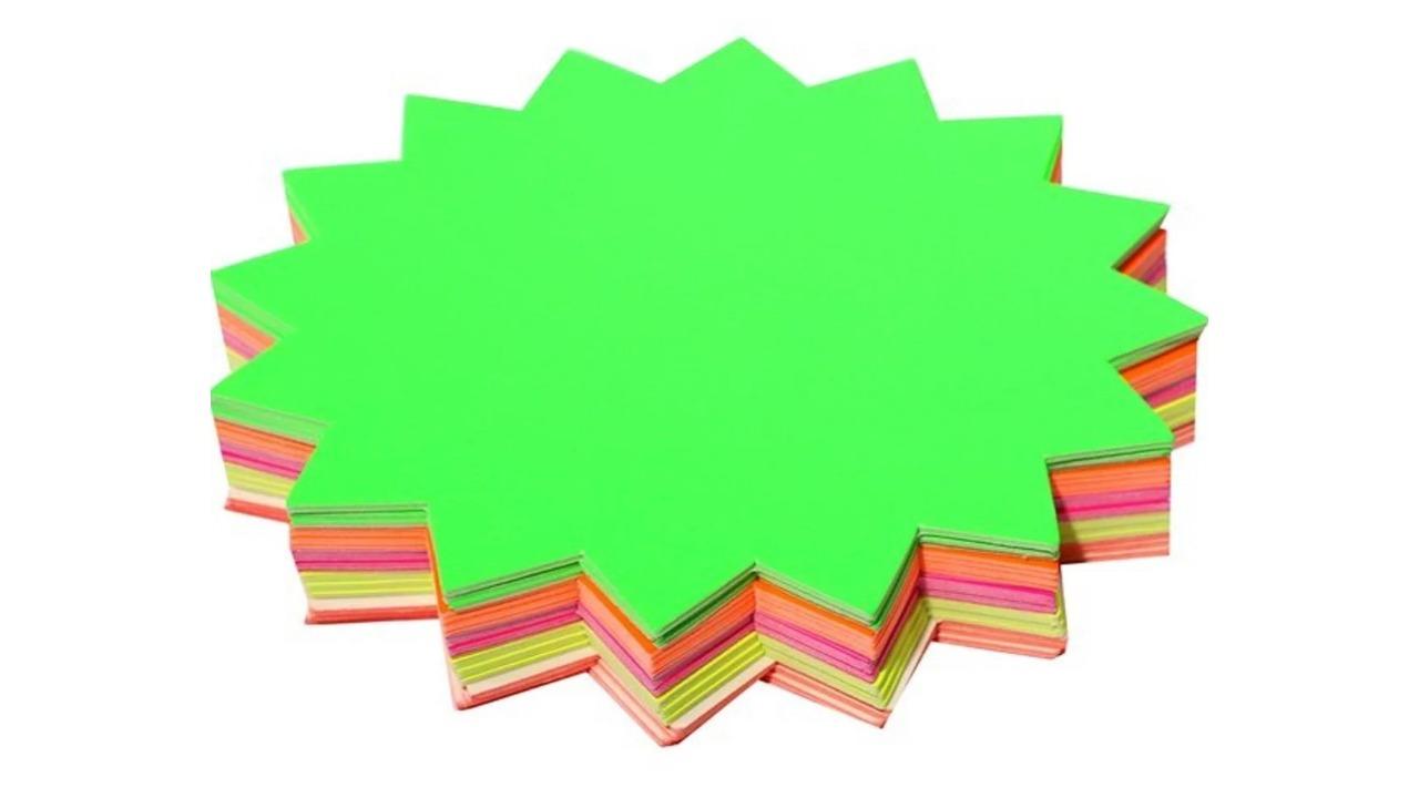 Brenex Pack of 60 Starburst Fluro Single Sided Art Supplies - 15cm ...