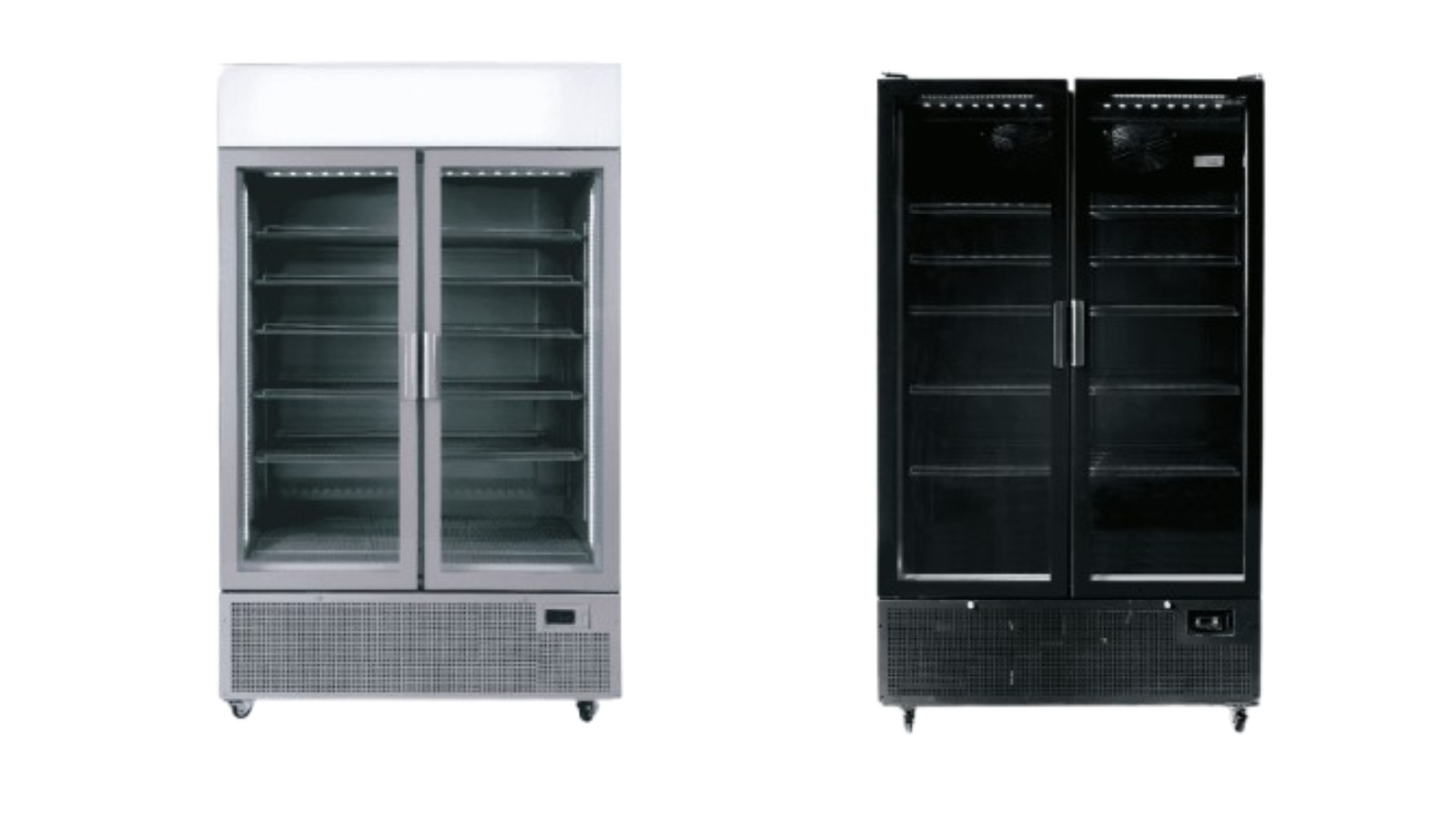 Bromic Commercial 2-Door Flat Glass Lightbox 1082 Litre Upright Display ...