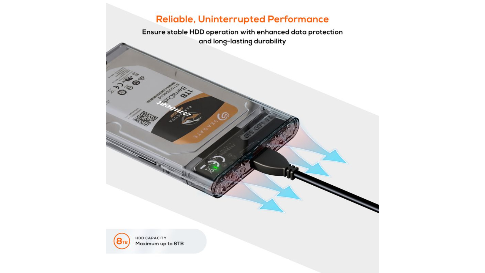 MBeat A1 3.0 2.5inch SATA HDD Enclosure See-Through Tool Free USB ...