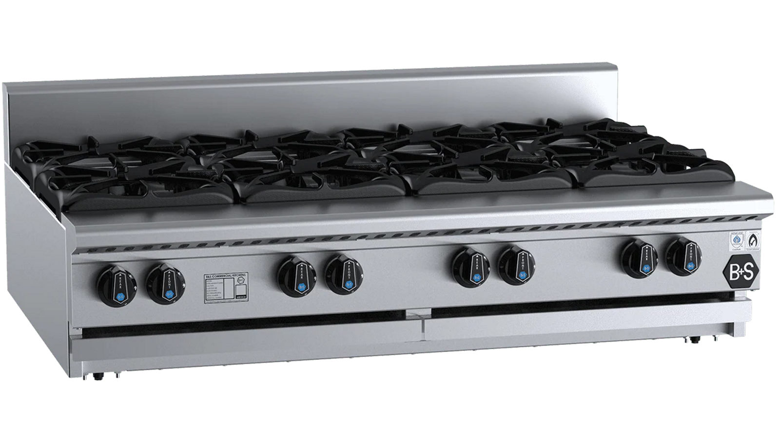 B+S Black Benchtop Eight Burner Boiling Top Cooktop Open Burner Bench ...