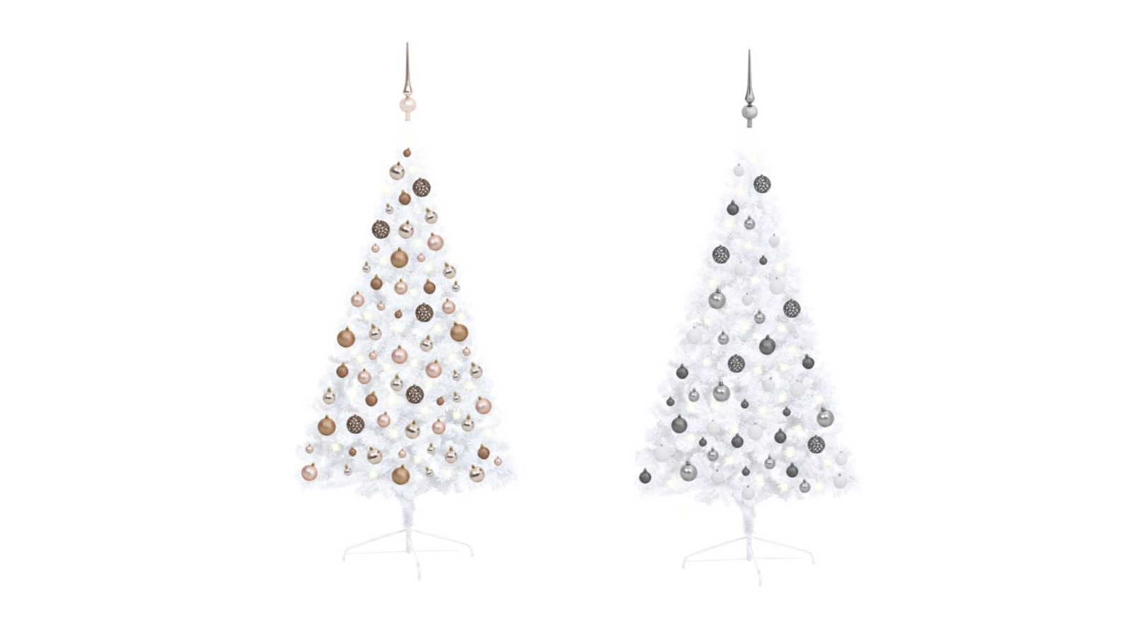 vidaXL 150cm White Artificial Half Christmas Tree with LED and Ball Set ...