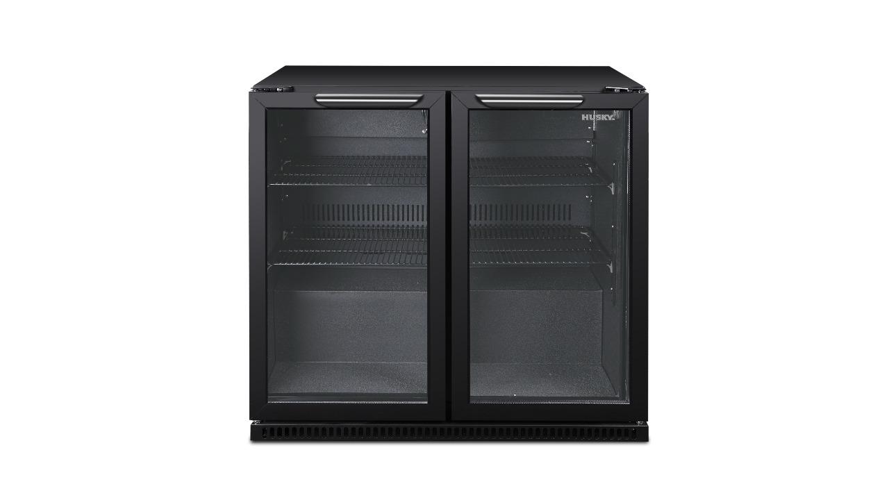 Husky 203L Double Door Home Bar Drinks Chiller - Black | Harvey Norman