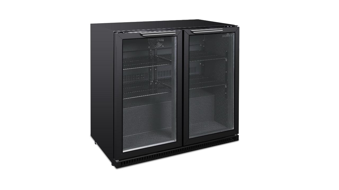 Husky 203L Double Door Home Bar Drinks Chiller - Black | Harvey Norman